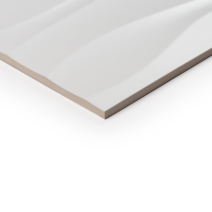 Qube Tiles Silom White Wave 12" x 24" Matte 3D Textured Wall Tile | Wayfair