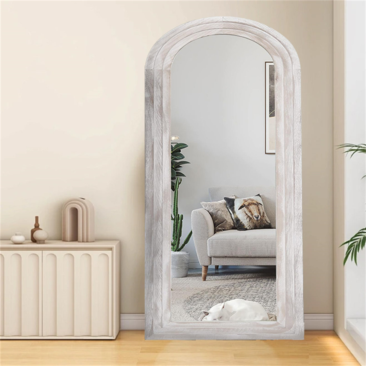 Loon Peak Arched Full-Length Mirror, Solid Wood Frame, Farmhouse Wall ...