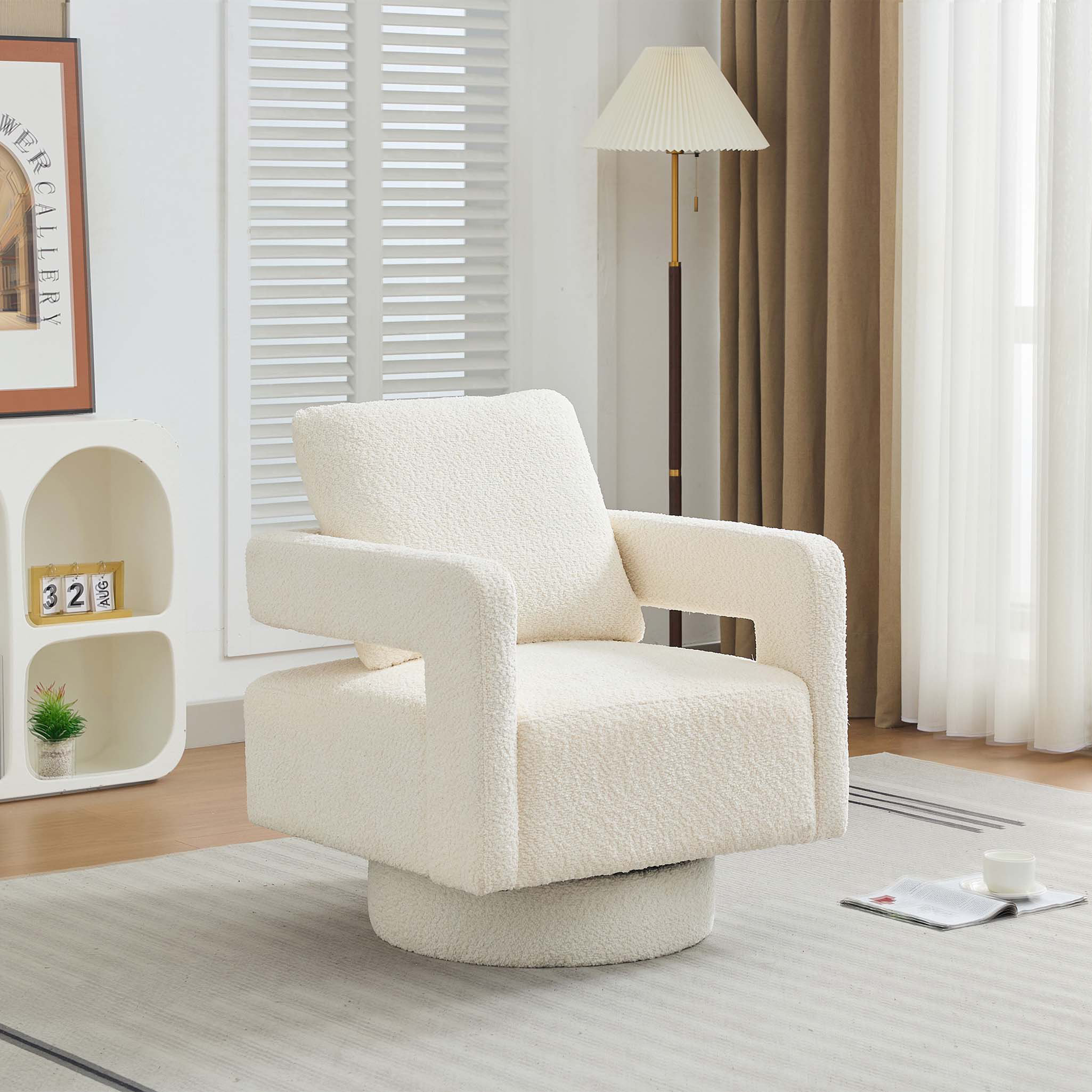 Wrought Studio™ 29.13 Inch Wide Swivel Accent Chair, Modern Rotating ...