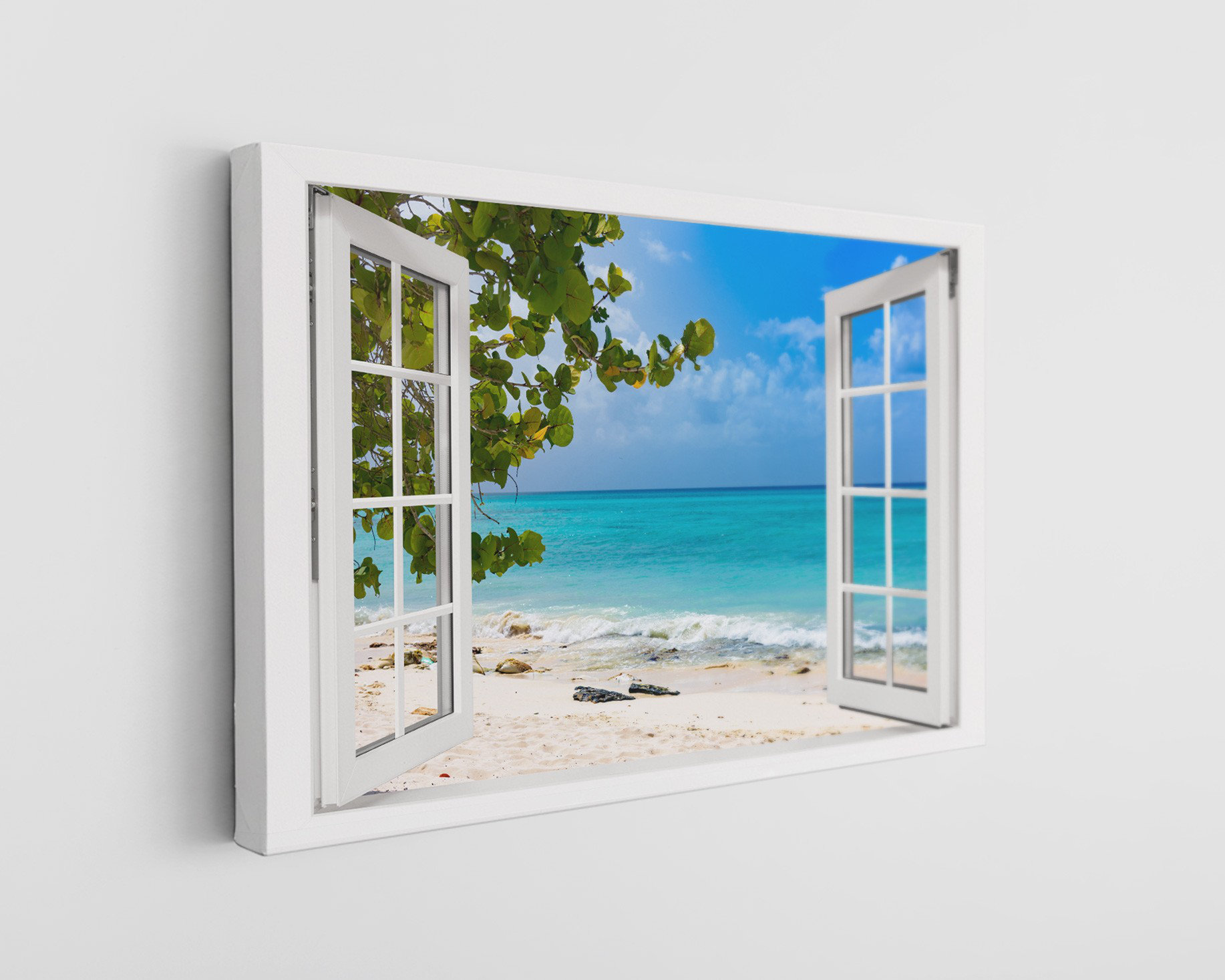 Dovecove Beach Ocean Blue Sky View From Window Canvas Print | Wayfair