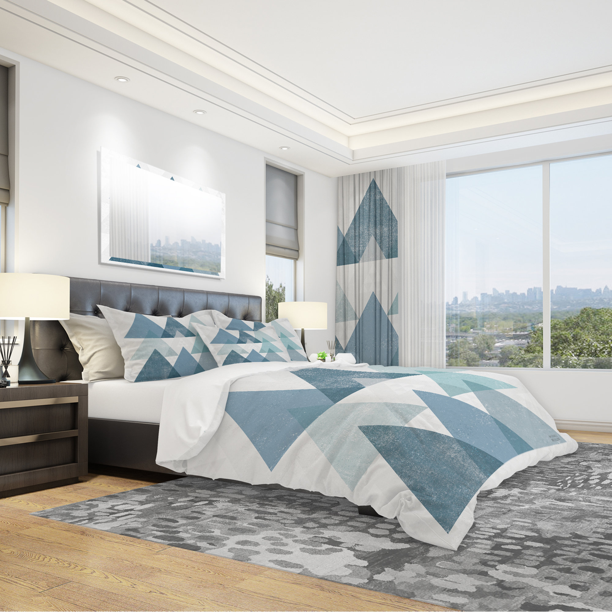 Design Art Minimal Triangles IV Geometric Duvet Cover Set | Wayfair