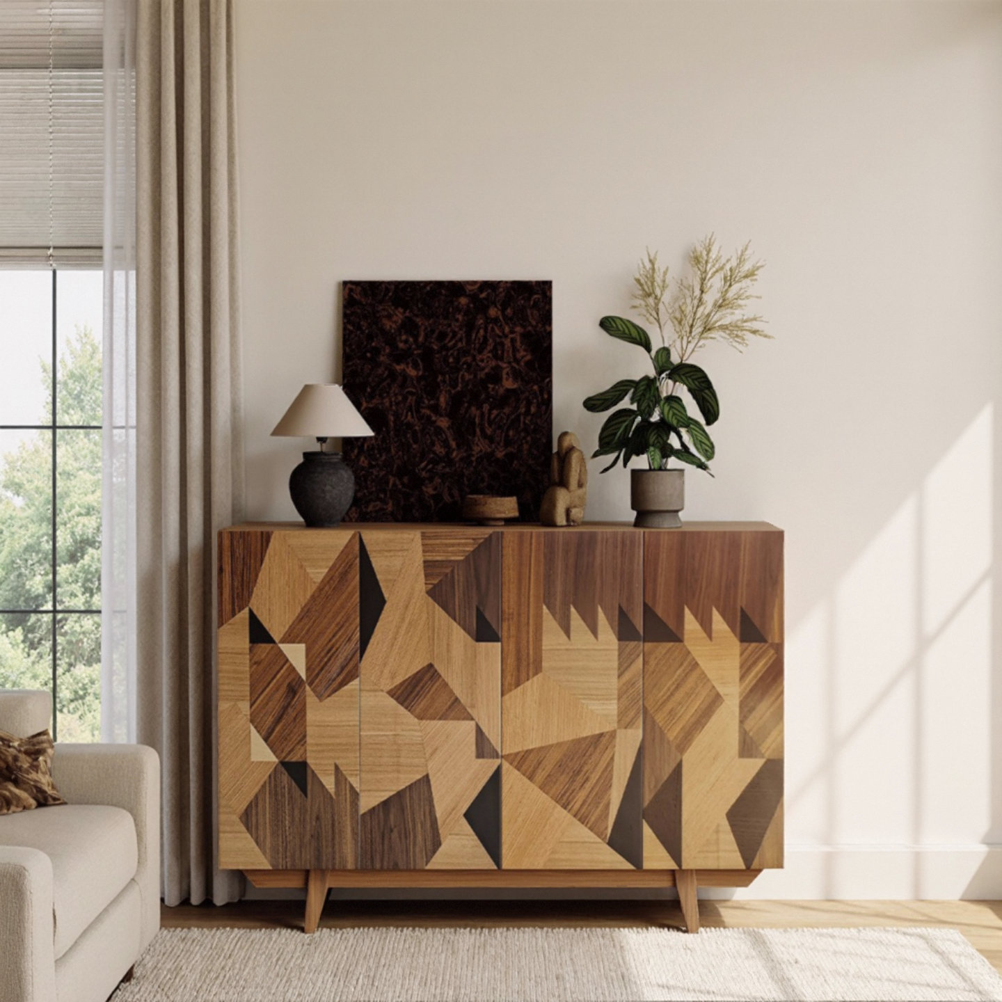 George Oliver Minimalist Abstract Art Accent Cabinet | Wayfair