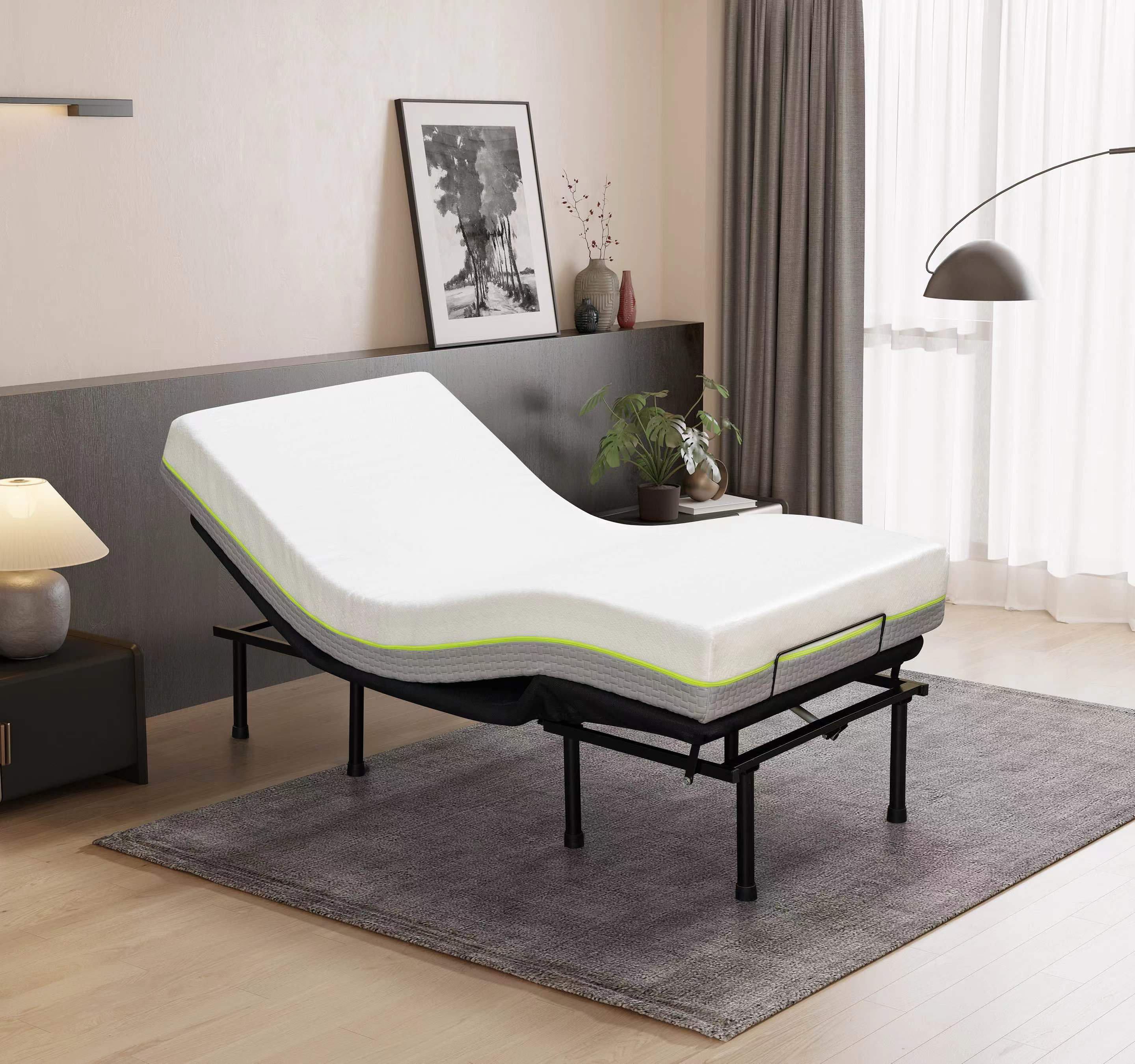 Alwyn Home Adjustable Bed Base - Three Fold-TXL-Motorized Head and Foot ...