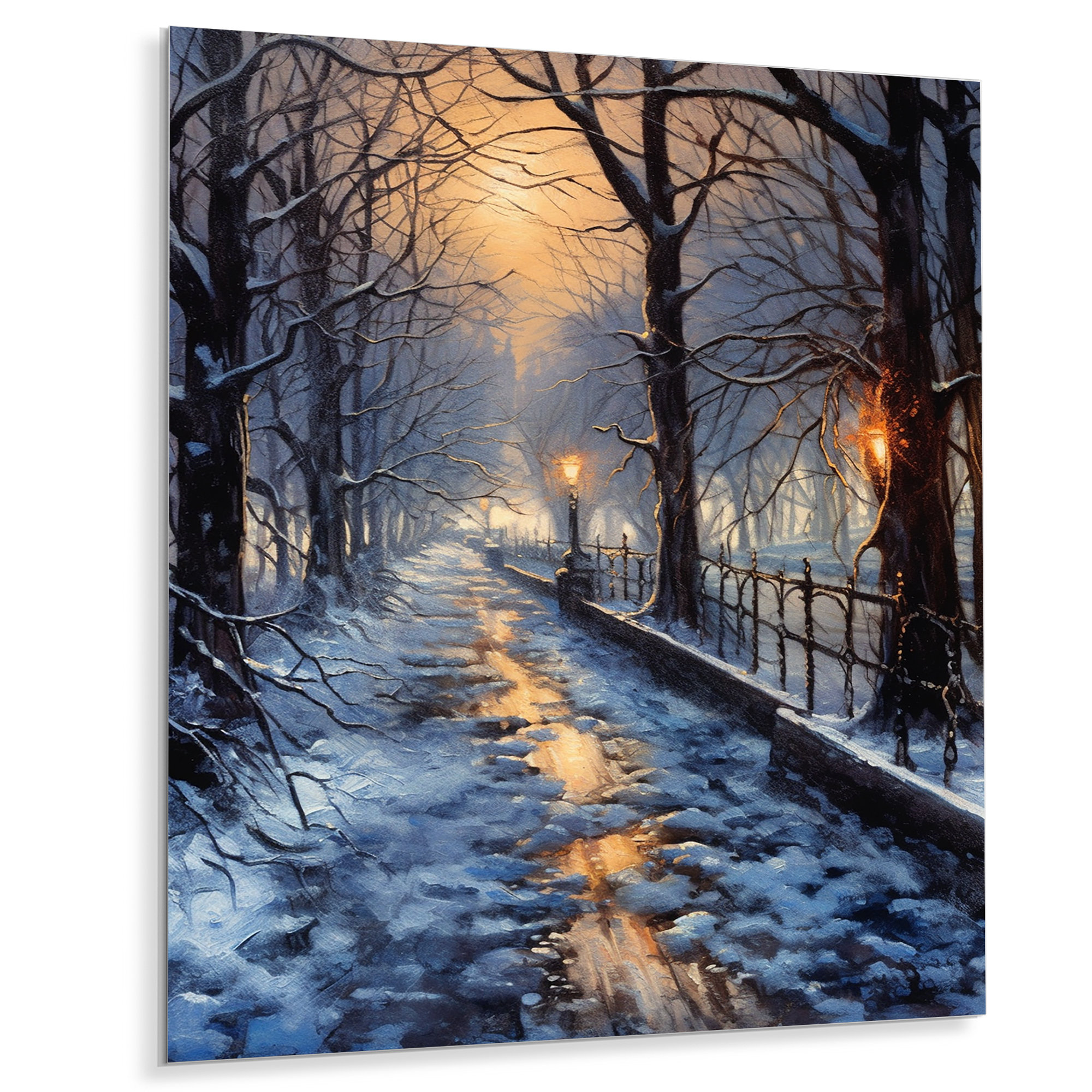 Latitude Run® Alley Of Trees In The Park II - Winter Landscape Metal ...
