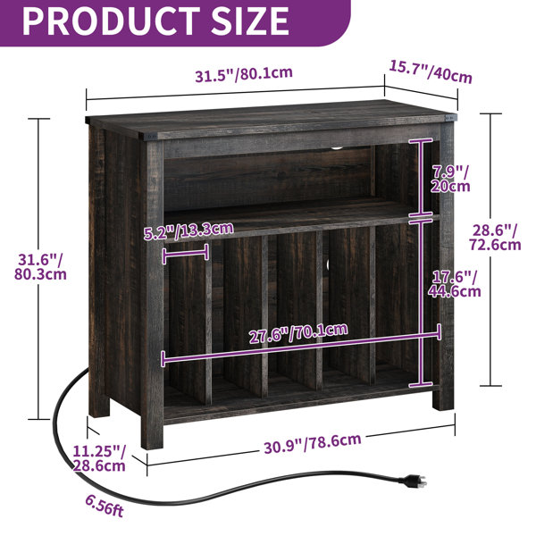 Wade Logan Braeson LED Media Storage Cabinet Shelves Table with Built ...