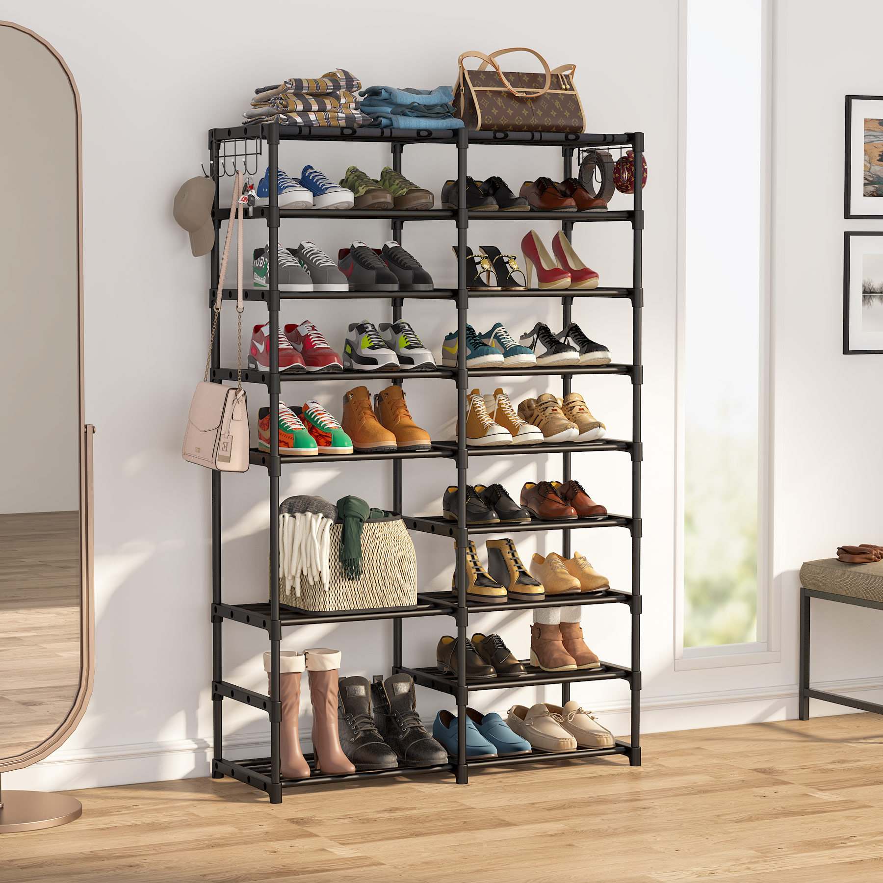 Rebrilliant Shoe Rack Organizer 32-40 Pairs Shoe Storage Shelf ...