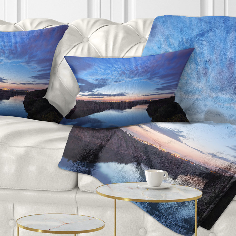 Design Art Clouds Reflection in River - Landscape Printed Throw Pillow ...
