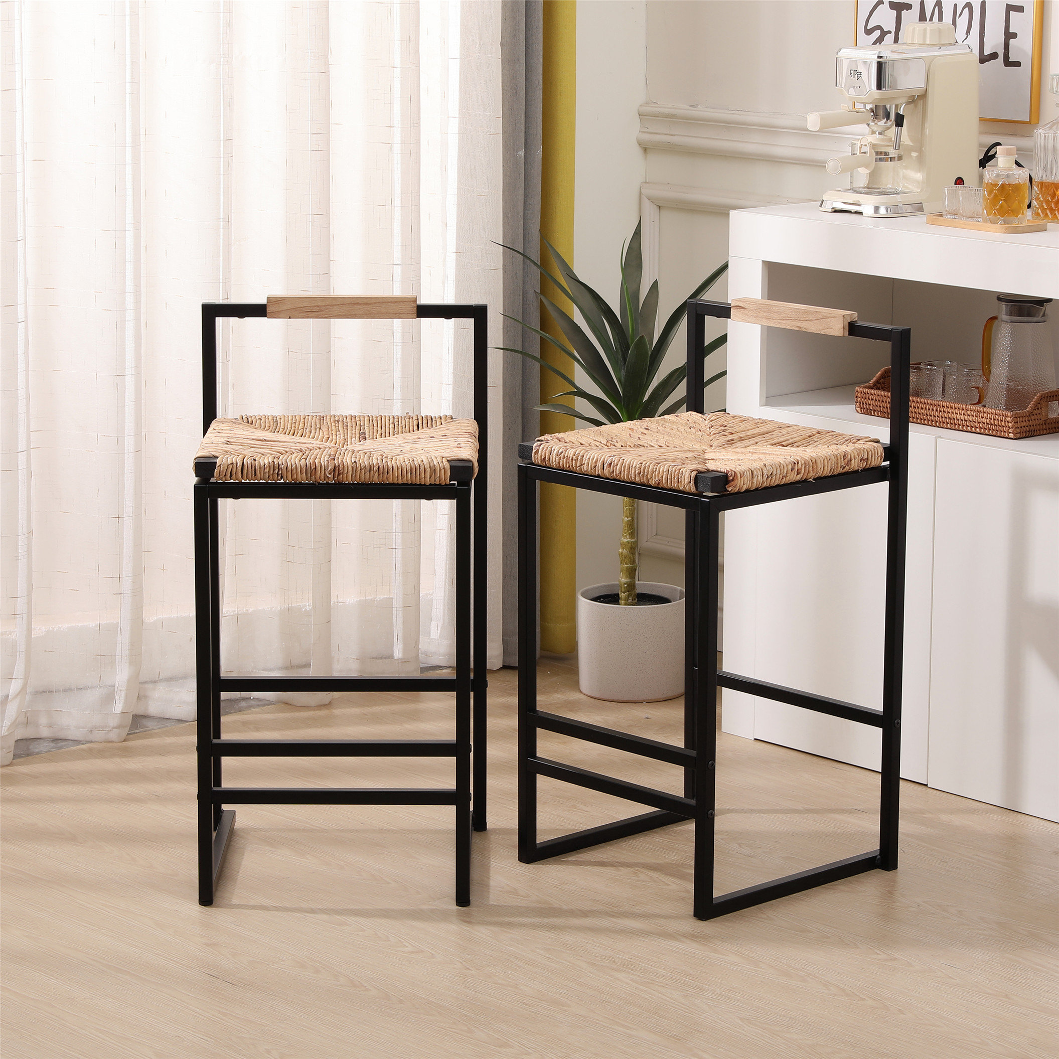 Breakwater Bay Set of 2 Stylish and Durable Water Hyacinth Bar Stools ...