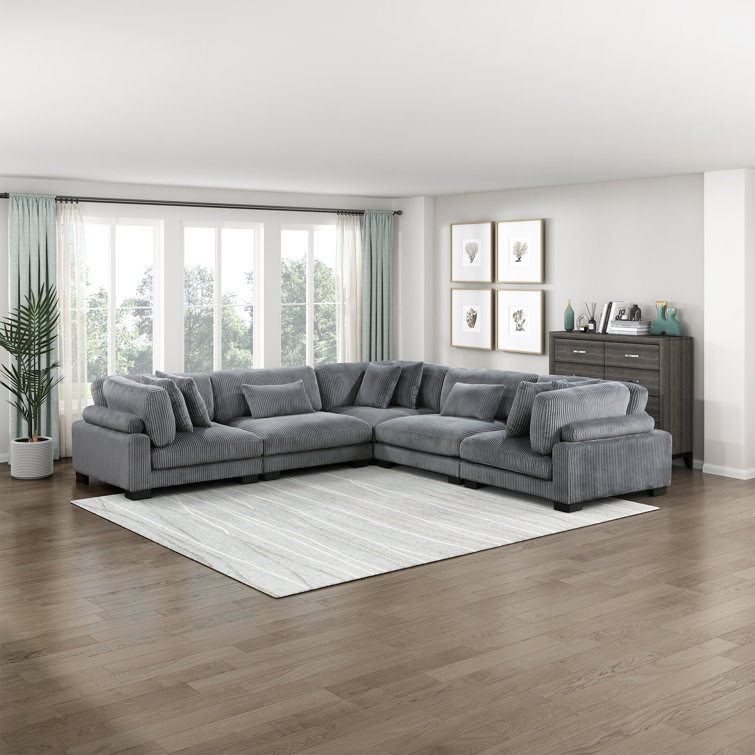 Latitude Run® Brinsley 5 - Piece Corduroy Modular Sectional & Reviews ...