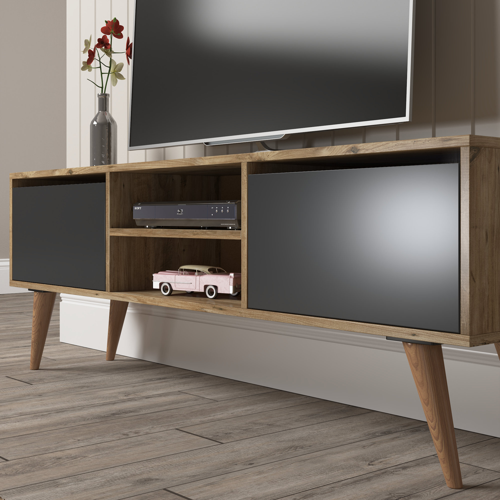 Millwood Pines Catskill Modern Tv Stand Up To Tvs Console Table ...