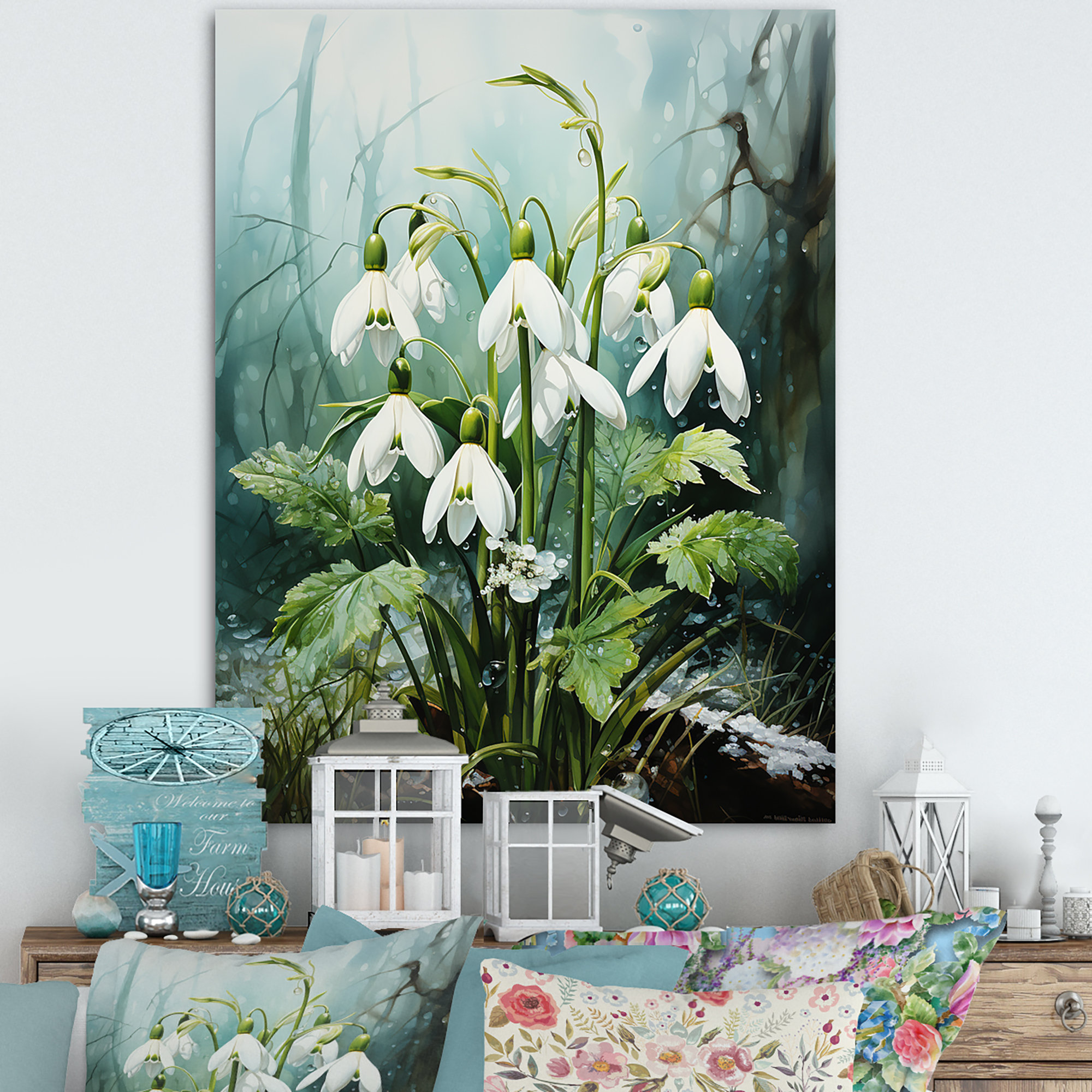 Design Art Realistic Snowdrops Forest Chills - Snowdrops Wall Decor ...