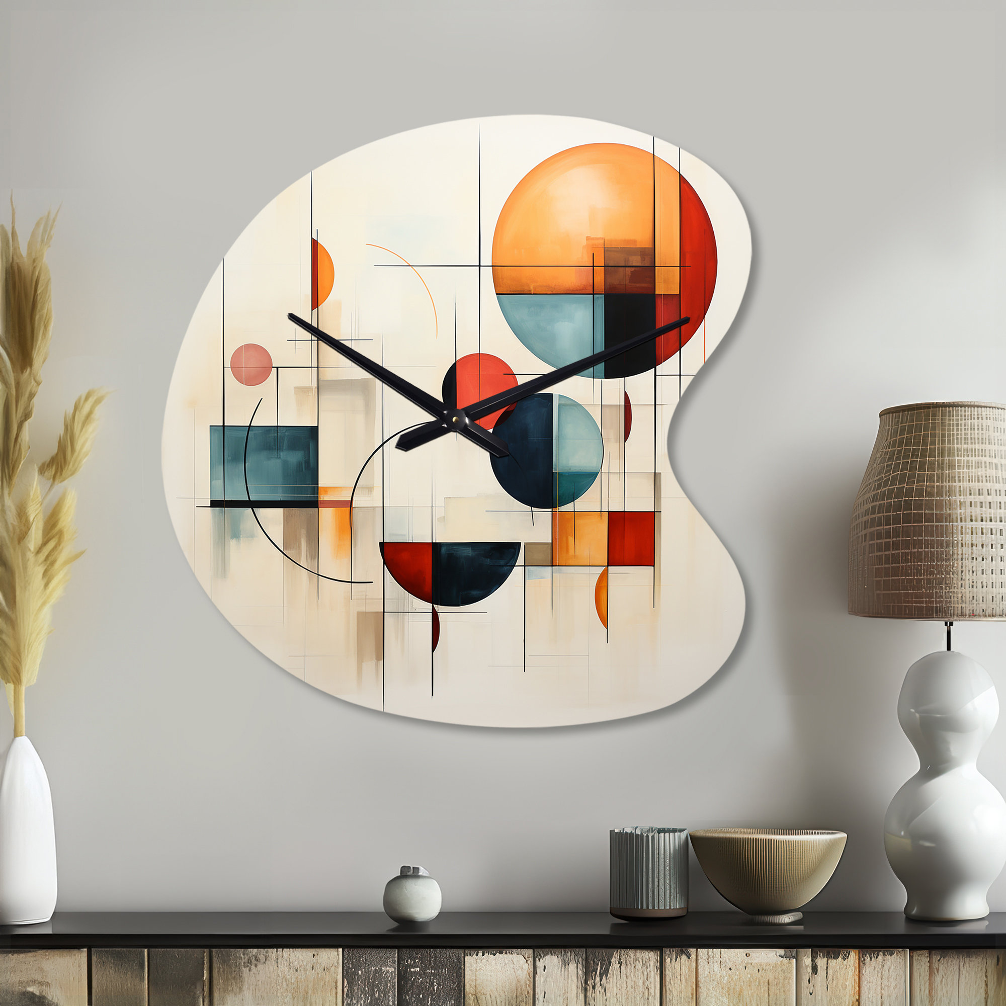 Design Art Colorful Mid Century Geometry Patchwork IV - Drop Shape ...