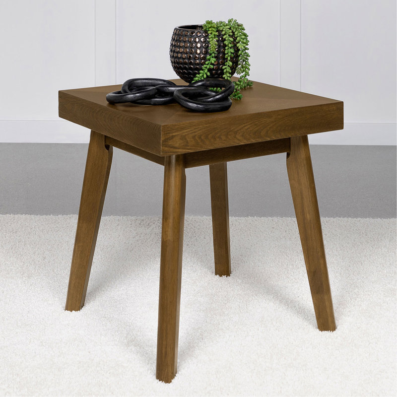 George Oliver Square Wood Side Table, Walnut Brown | Wayfair