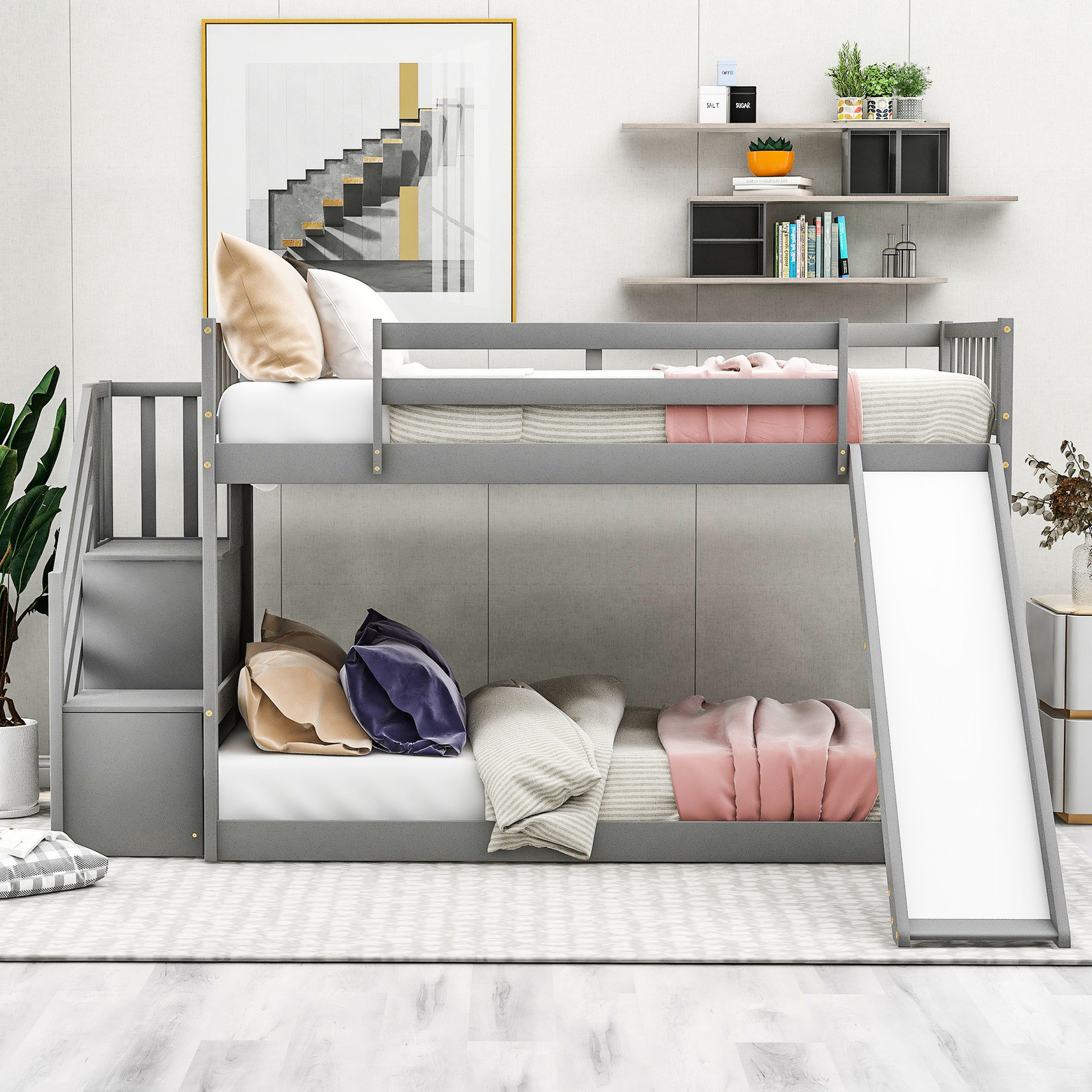 Ophelia & Co. Bunk Bed With Convertible Feature - Space Saving Compact ...