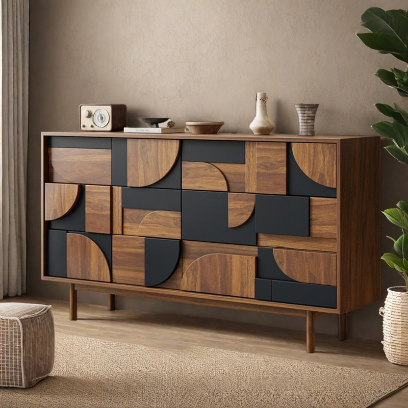 NICECABINET Luxury Modern Simple Carved Wooden Sideboard | Wayfair