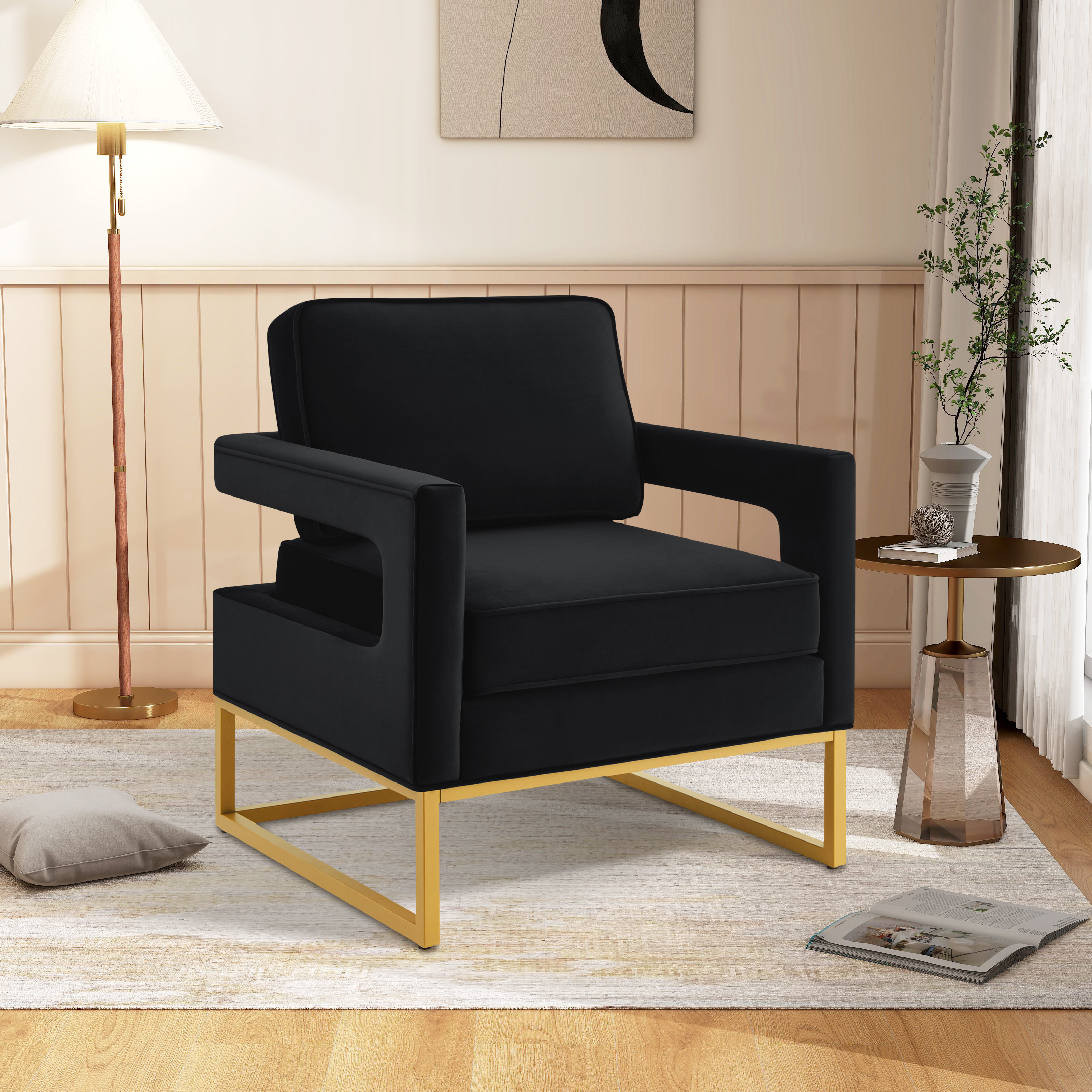 Mercer41 29.08" W Square Arm Hollow Back Accent Chair - Wayfair Canada