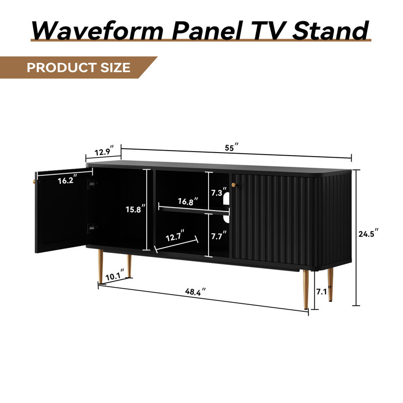Mercer41 Alyun 55” Fluted TV Stand with Storage & Reviews | Wayfair