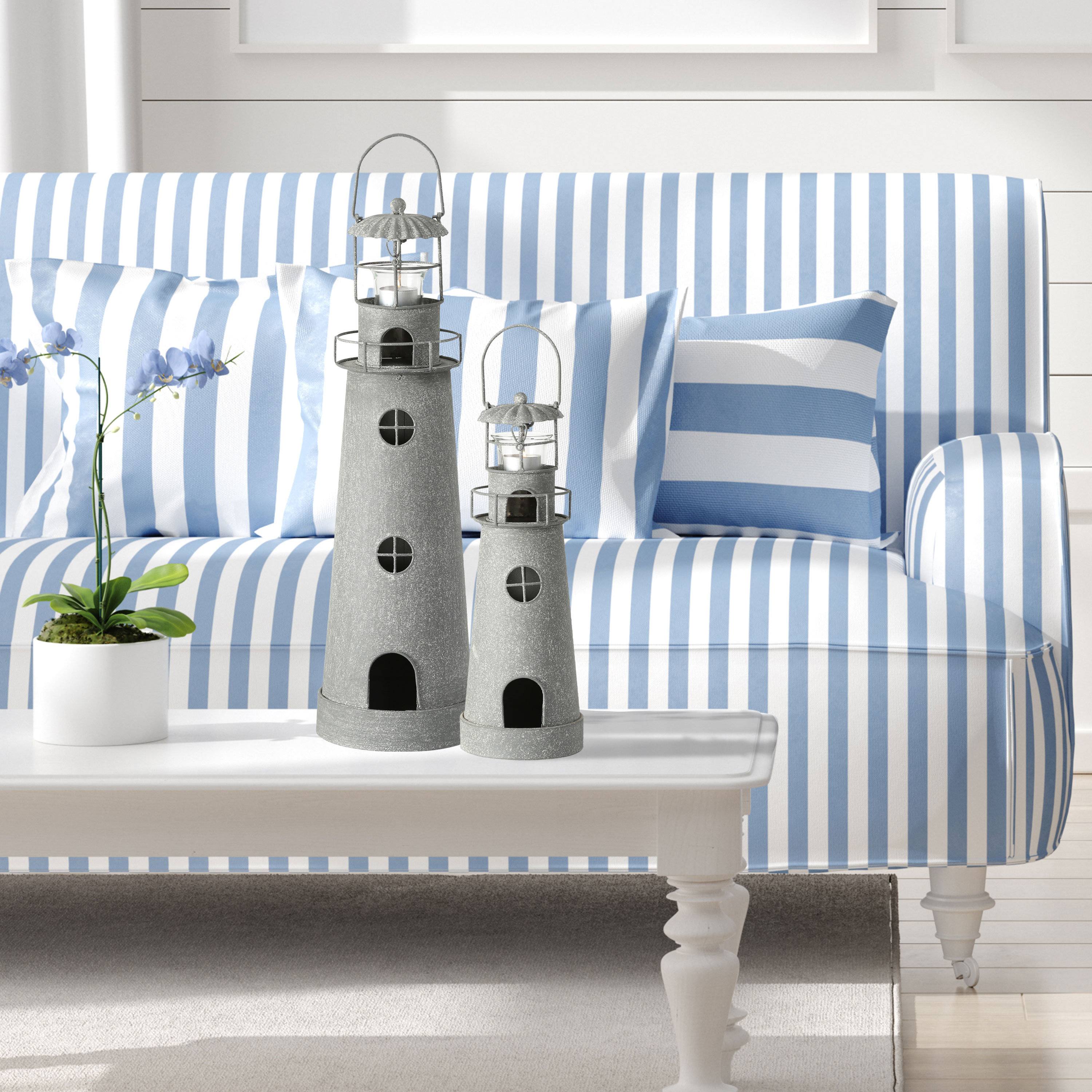 Longshore Tides Lighthouse 2 Piece Iron Tealight Holder Set | Wayfair