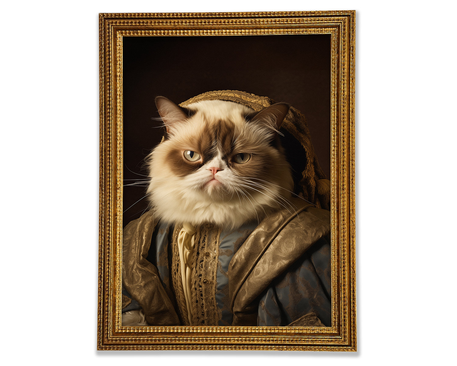 Happy Larry The Renaissance Grumpy Cat Gold Leaf Framed Print | Wayfair ...