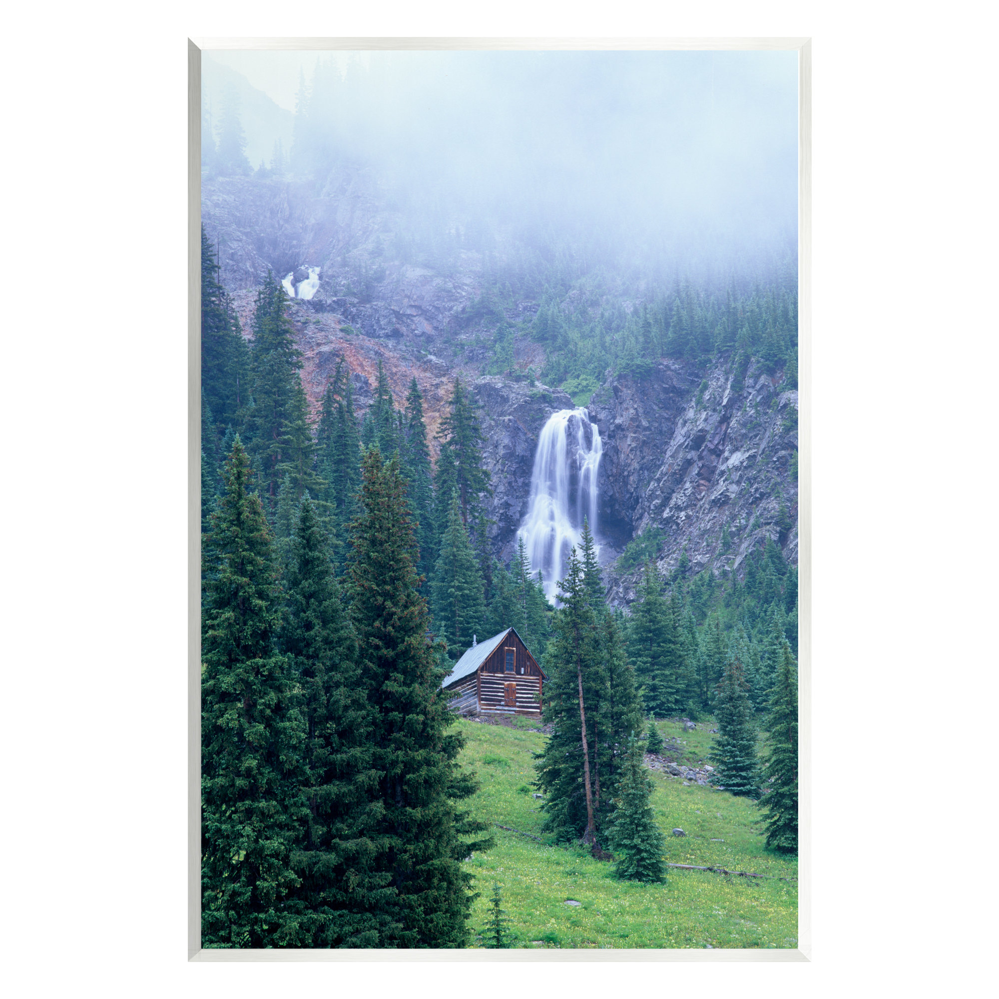 Stupell Industries Forest Cabin Waterfall Fog Wall Plaque Art By Dennis ...