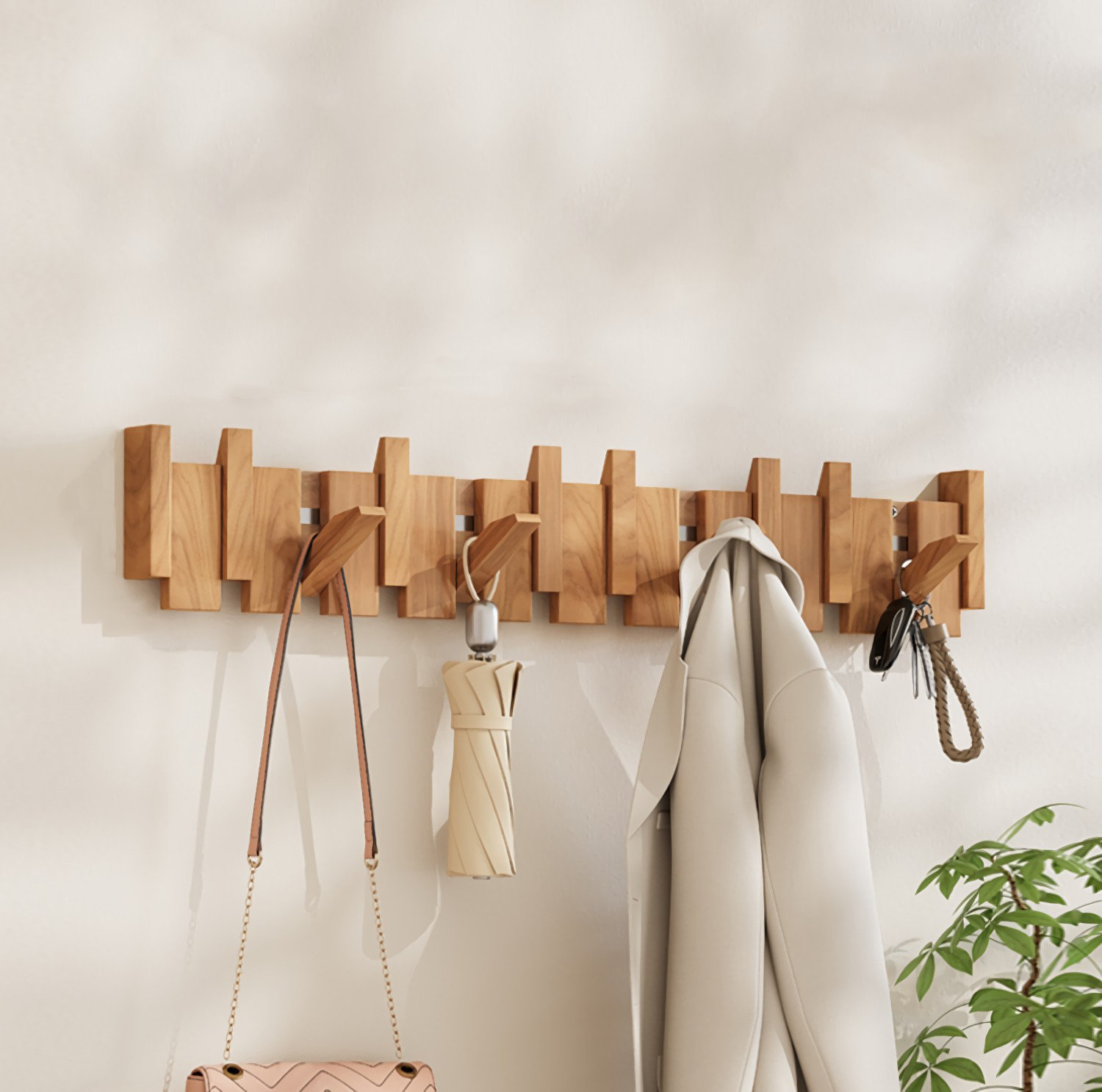George Oliver Solid Wood Clothes Hook Hanging Clothes Hanger Wall ...