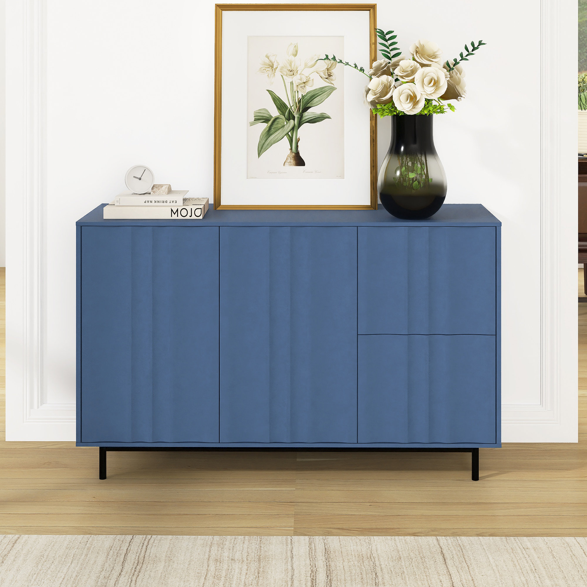 Ebern Designs Wave Pattern Sideboard With 2 Doors And 2 Drawers | Wayfair