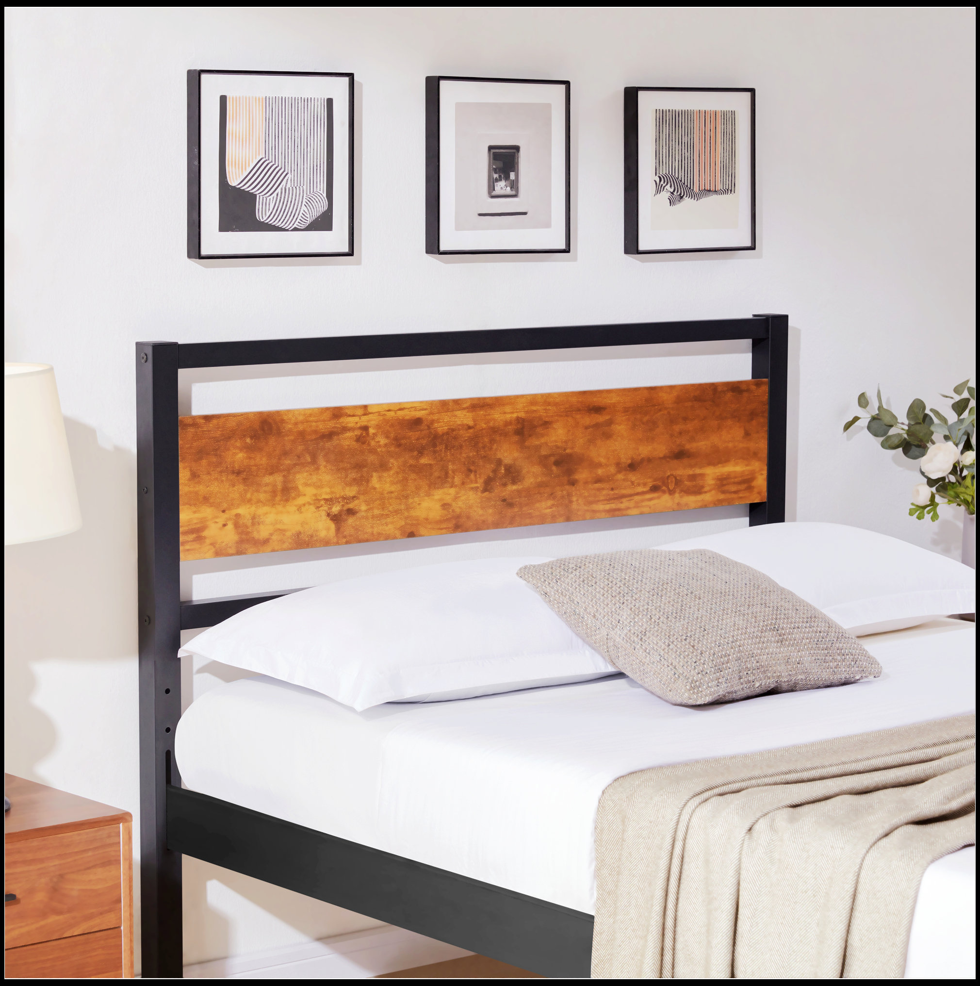17 Stories Wood Headboard Queen Size Bed - Wayfair Canada