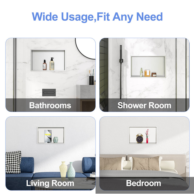 Kichae 20"×12" Rectangular Stainless Steel Shower Niche | Wayfair