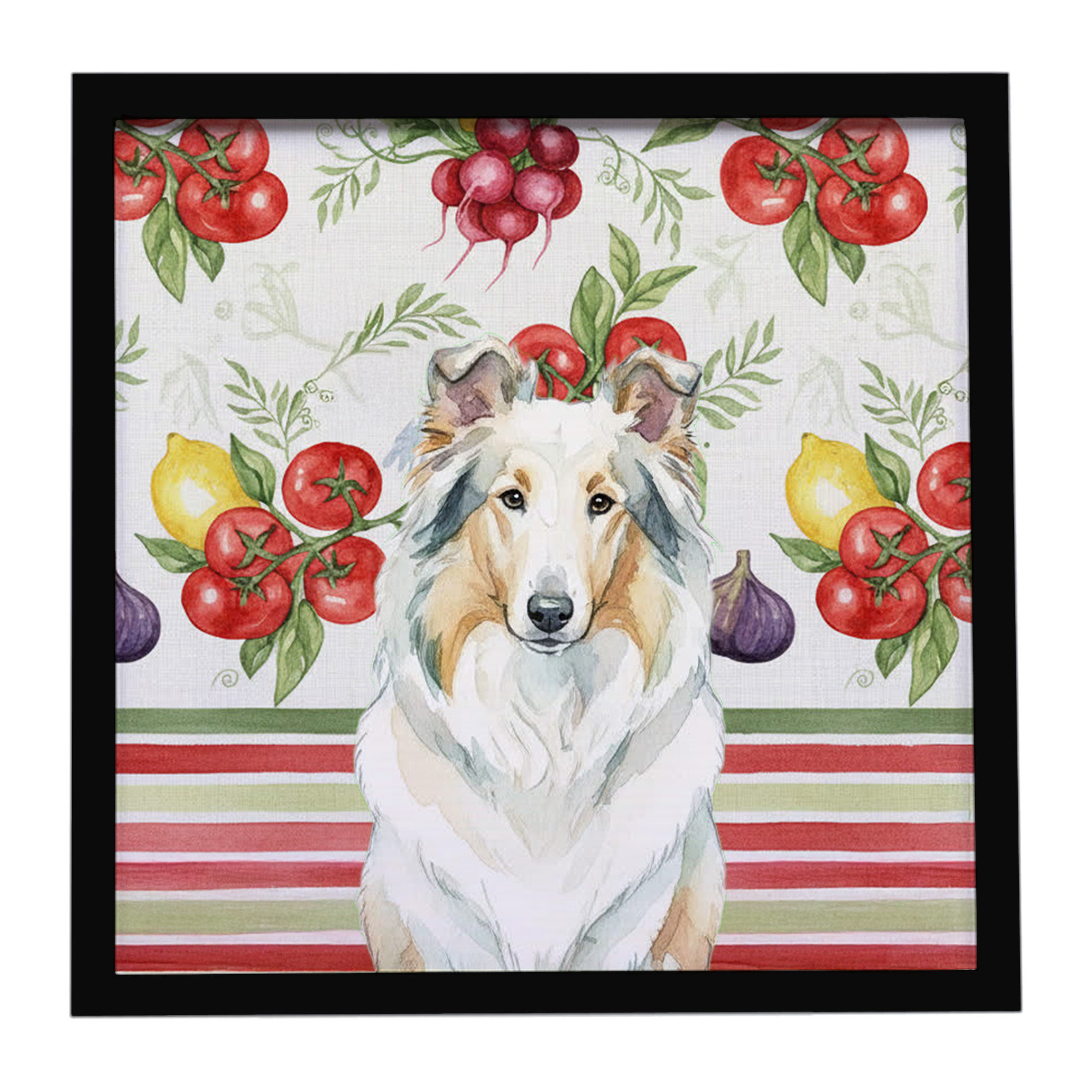 Caroline's Treasures White Collie Vegetables Framed Metal Print | Wayfair