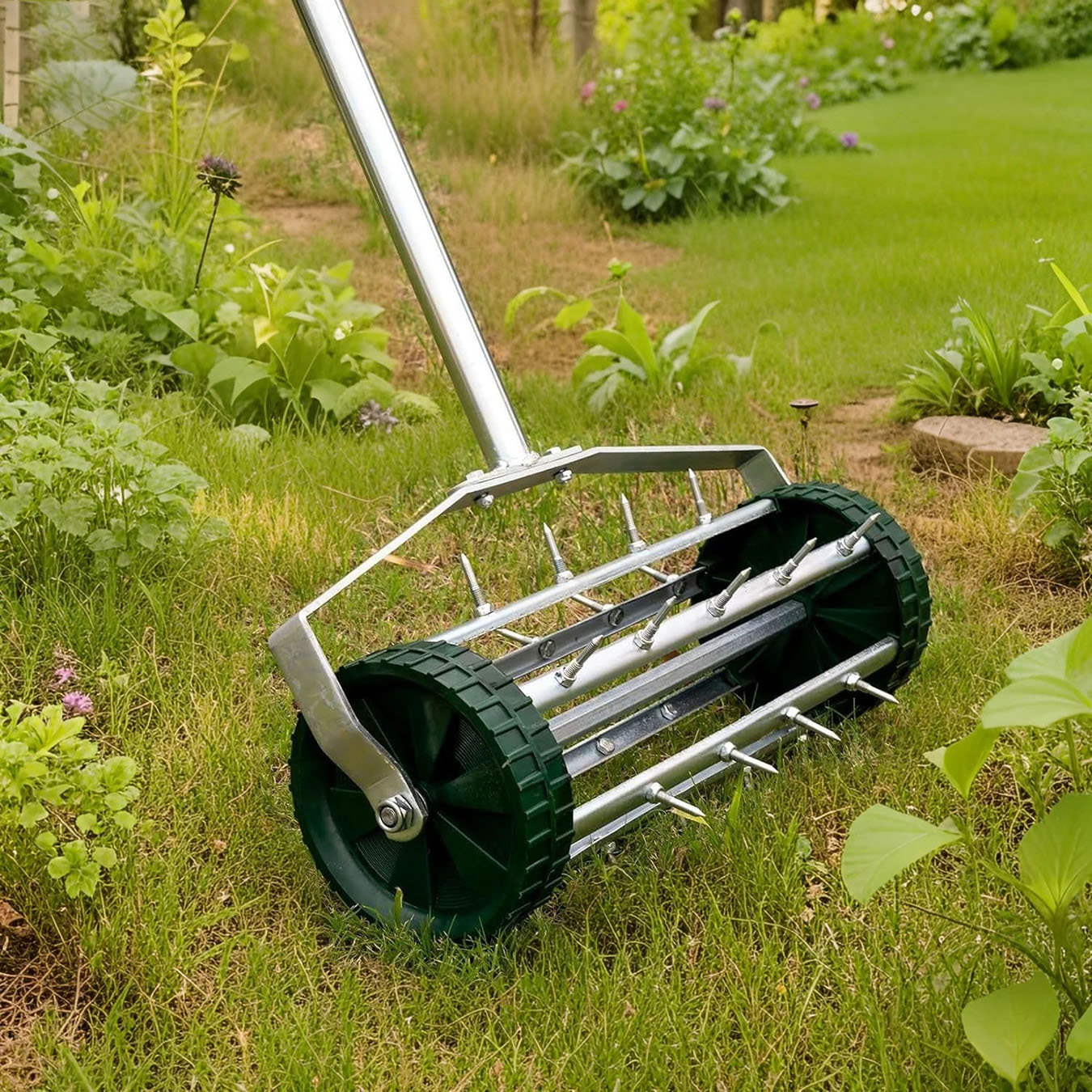 Gatzies Heavy Duty Manual Lawn Aerator Rolling Spike Drum with ...