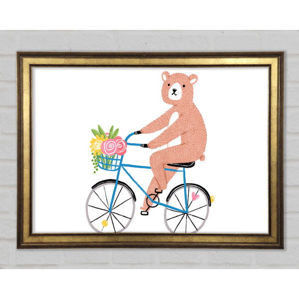 Happy Larry Bear Riding A Bike Framed Print | Wayfair.co.uk