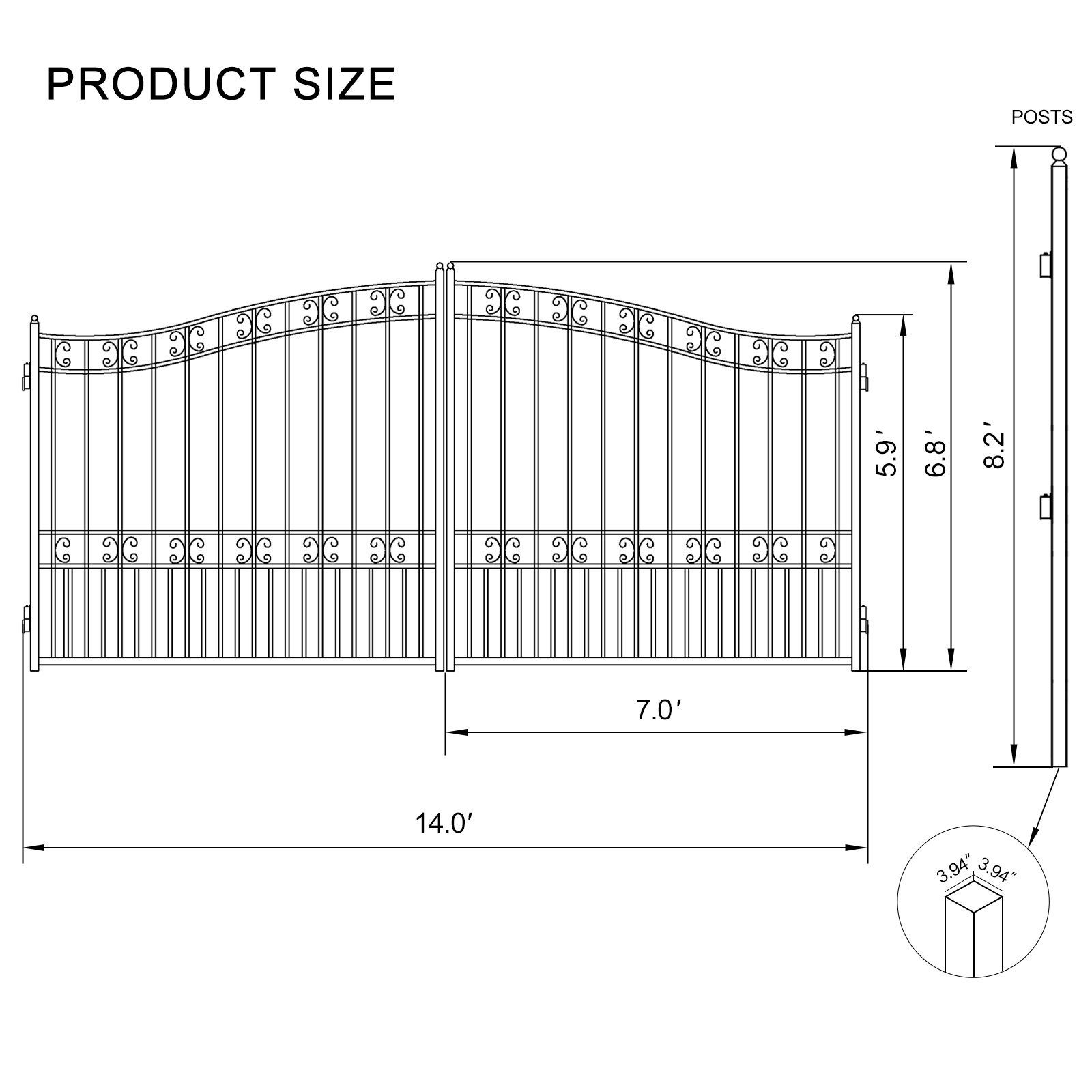 SIMPOL HOME Driveway Gate, Dual Swing driveway gates, Floral Pattern ...