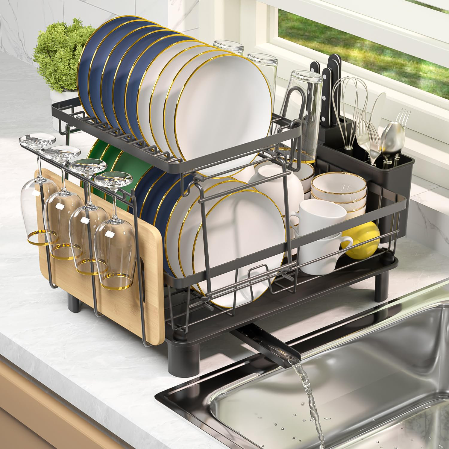 LOVE YOUR BATH LLC 2 Tier Rust-Proof Dish Rack, Kitchen Countertop ...