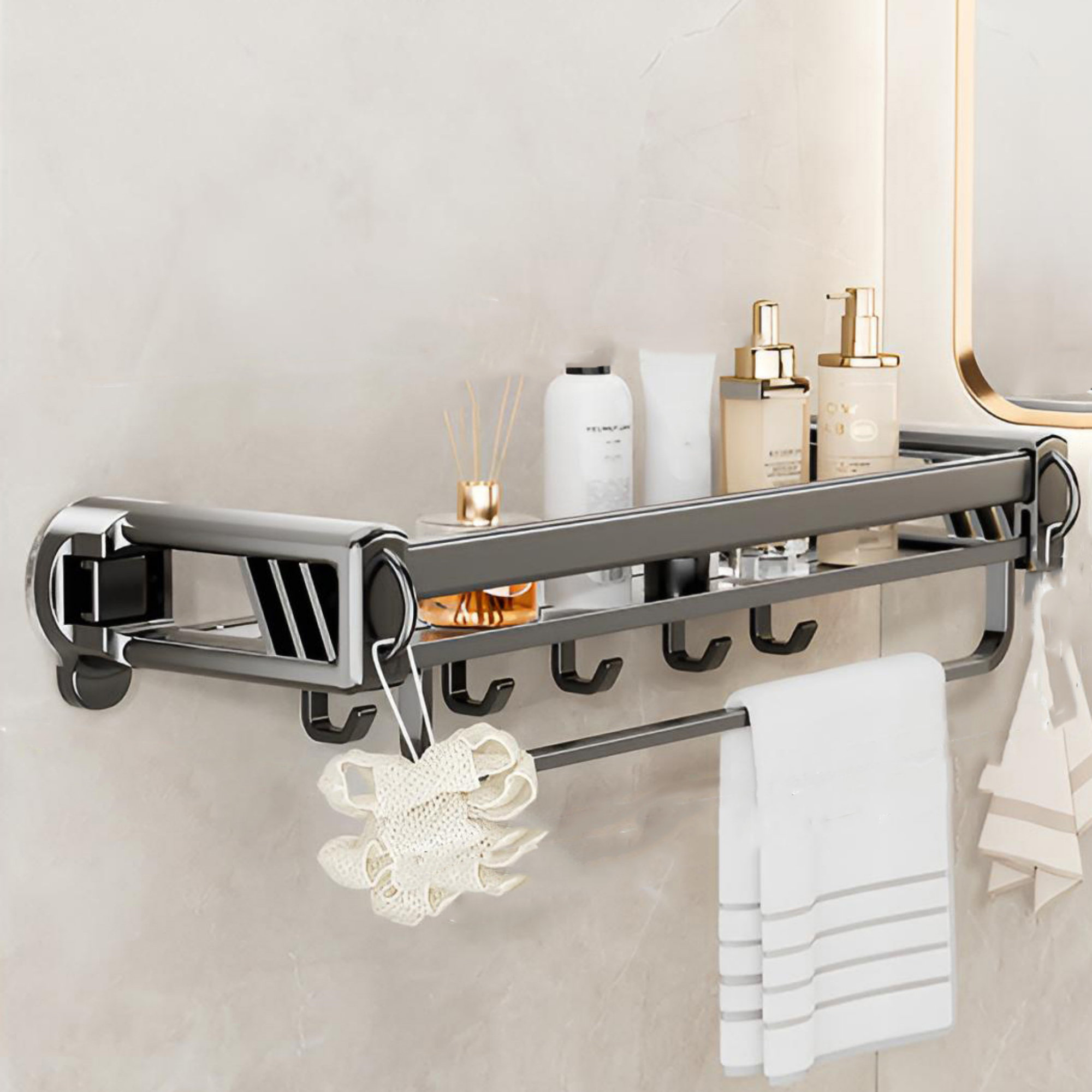 Latitude Run® Non Perforated Bathroom Shelf, Bathroom Storage Rack ...