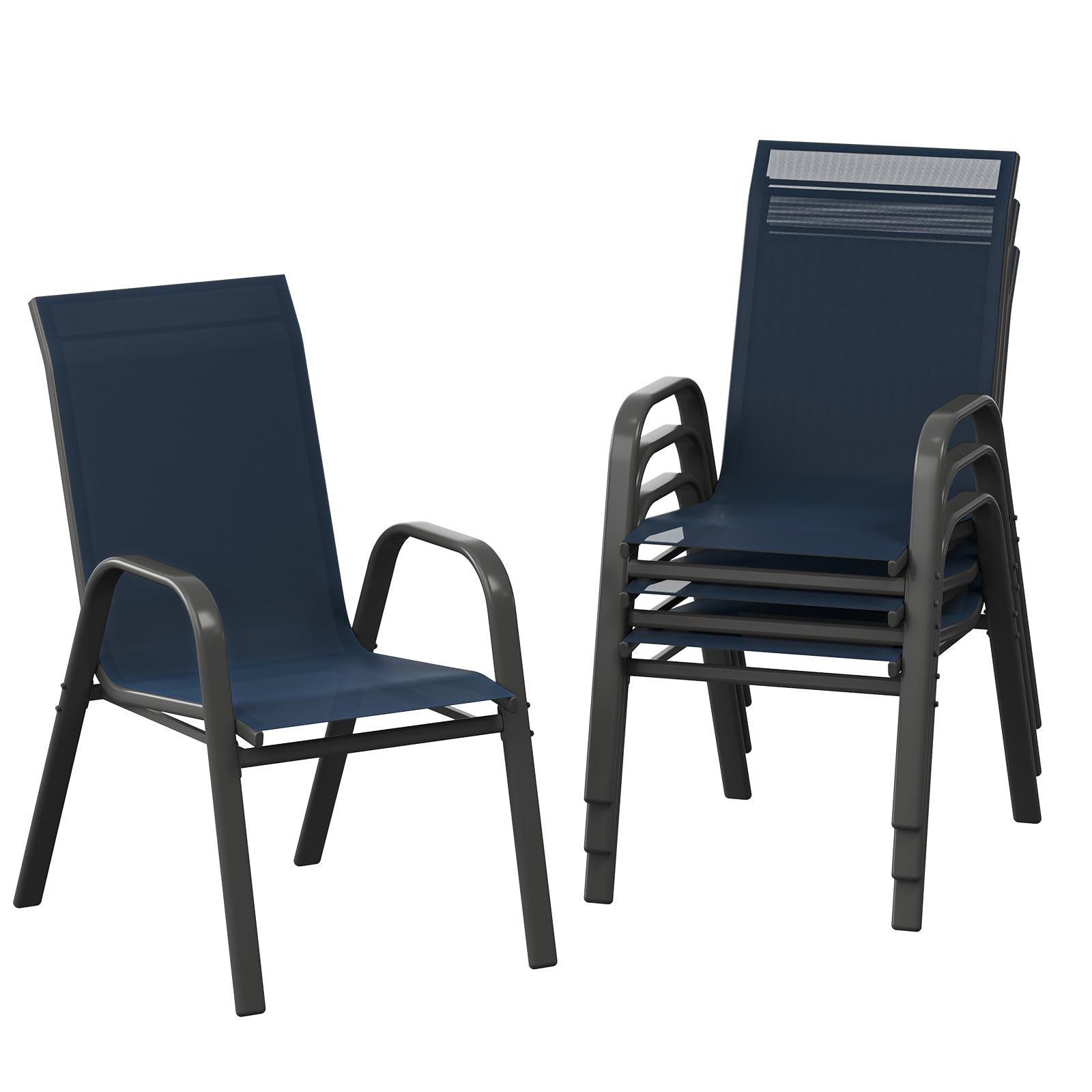 Latitude Run® Patio Chairs Set of 4, Outdoor Stackable Dining Chairs ...