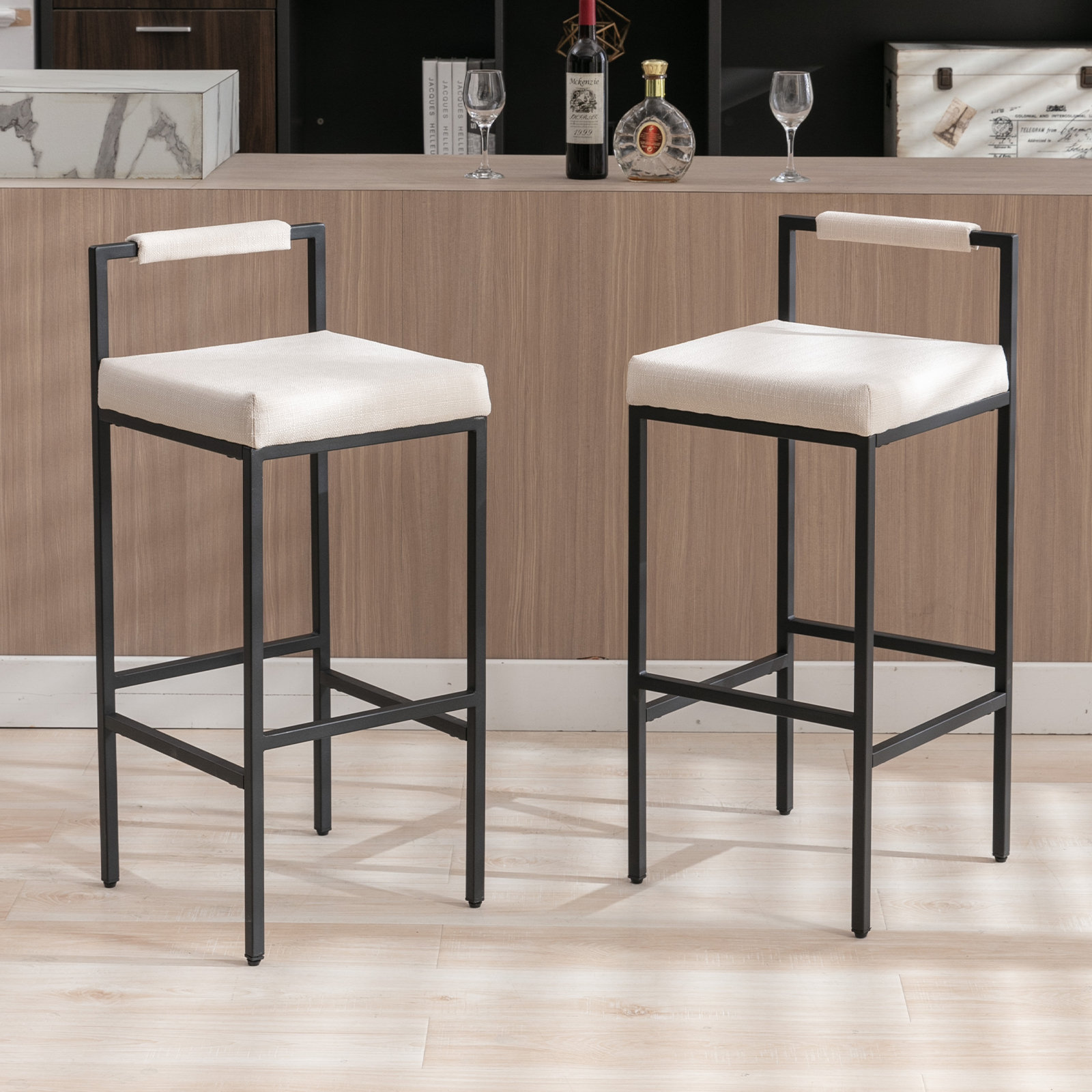 Hokku Designs Lis Modern Bar Stools Upholstered Bar Height Barstools ...