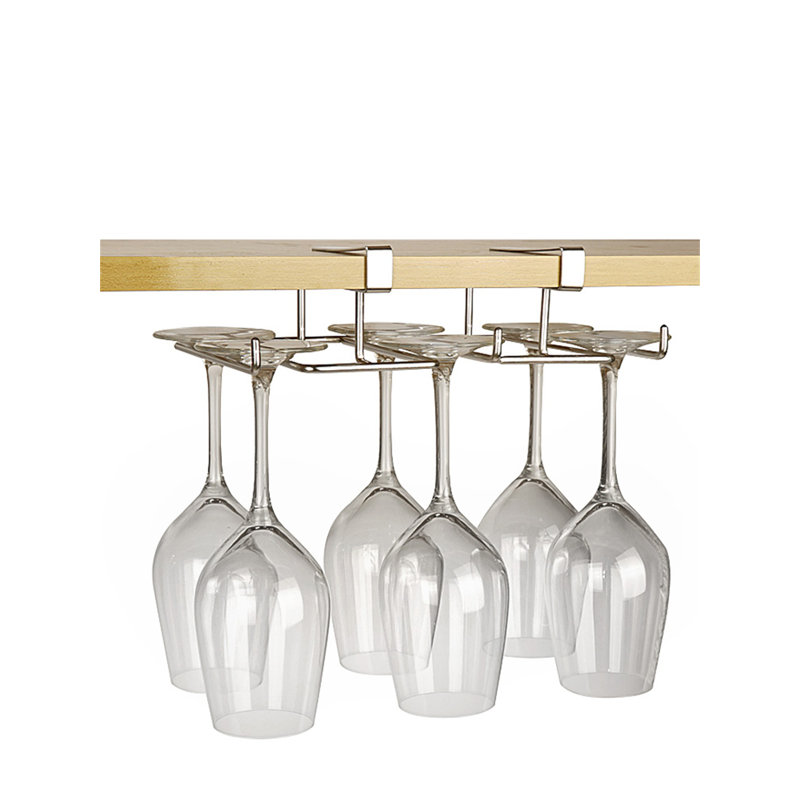 17 Stories Kudura Hanging Wine Glass Rack Silver | Wayfair
