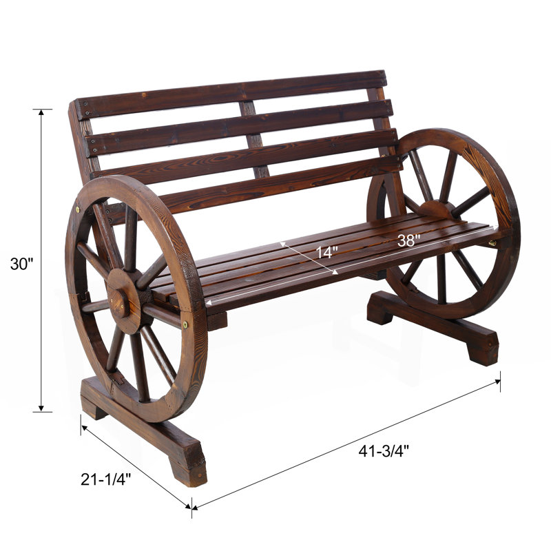Ophelia & Co. 2-Person Wooden Wagon Wheel Bench | Wayfair