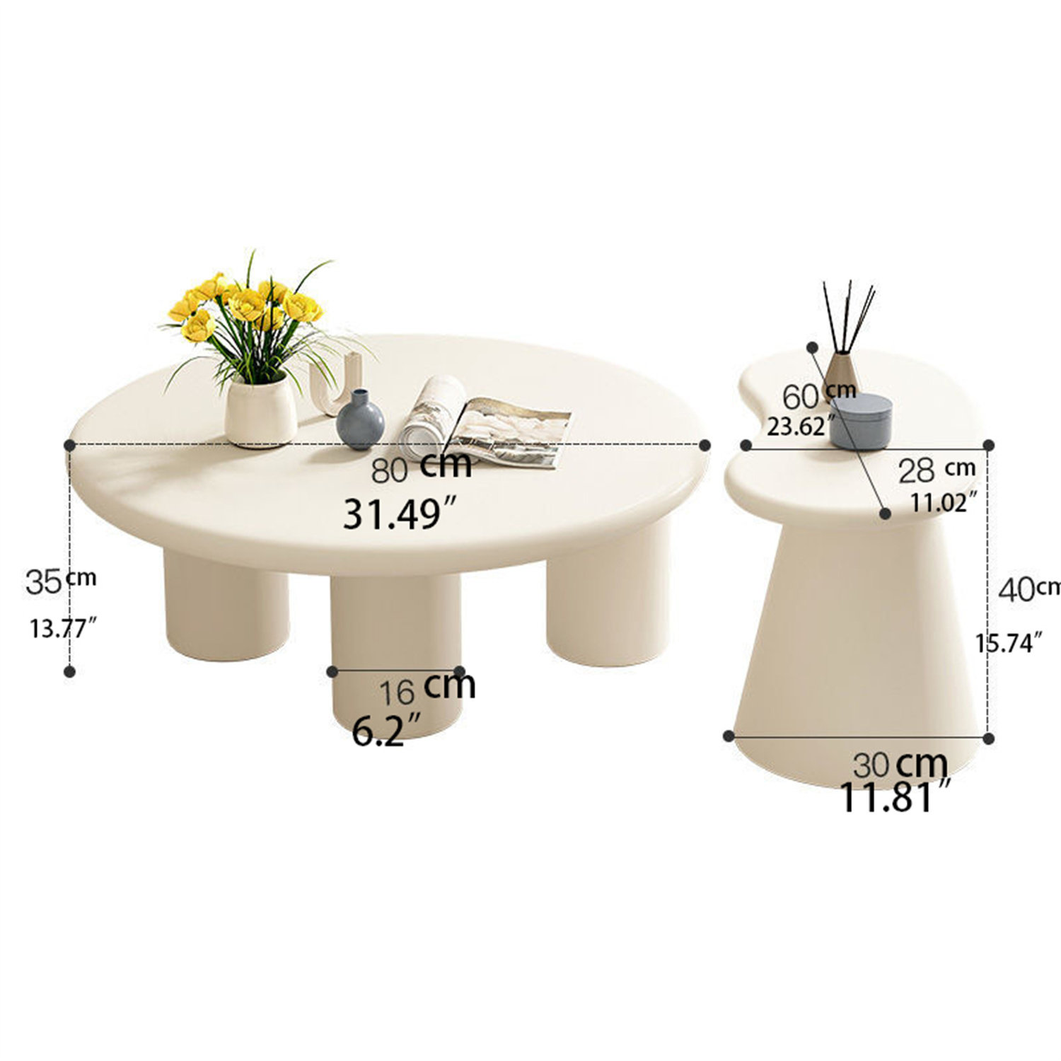 Ivy Bronx Krisit 2 Piece Modern Round Coffee Table, Large and Small ...