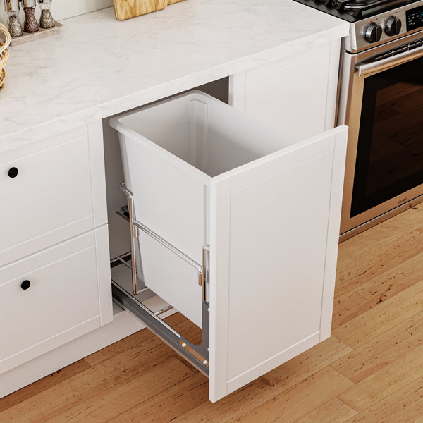Balconera 37QT White Pull-Out Trash Can With Soft-Close Slides Slide ...