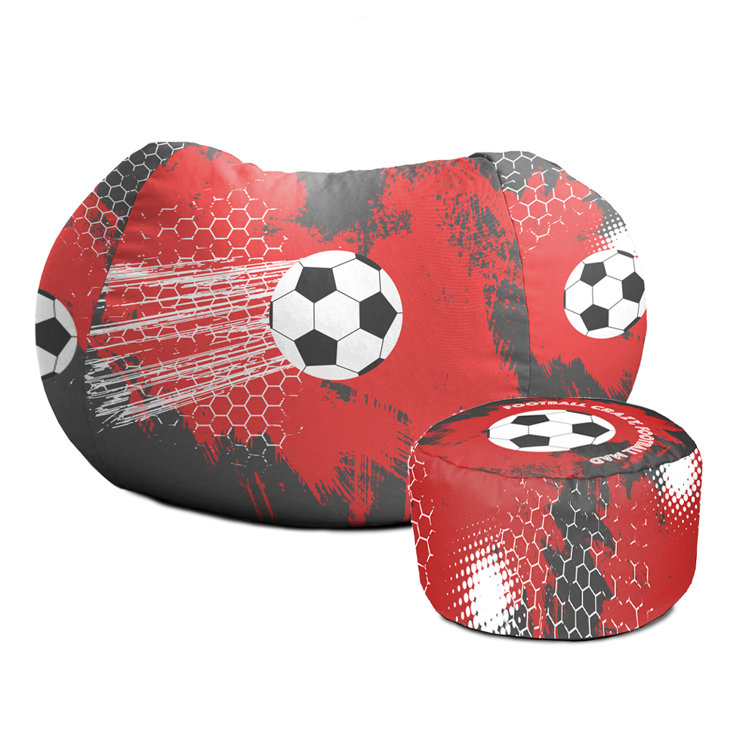 Isabelle & Max Printed Football Medium Beanbag And Footstool Bundle ...