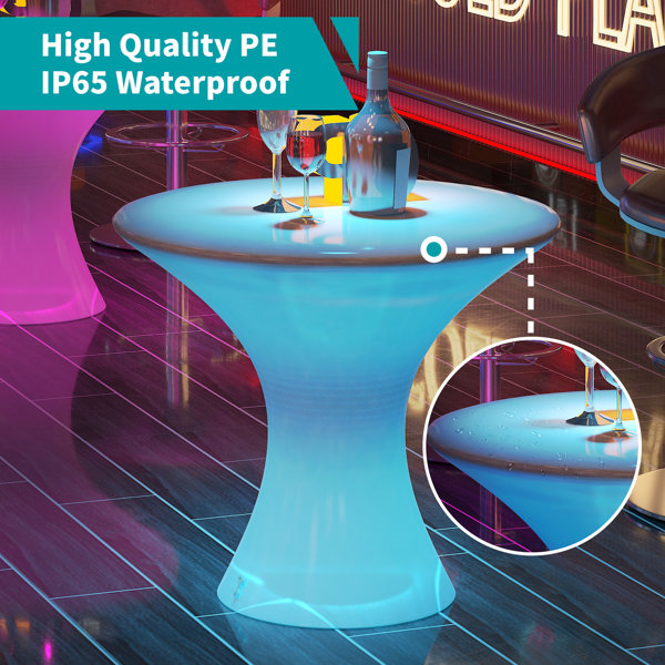 Wrought Studio™ Led Light Up Bar Table, 16 Rgb Colors Changing Light ...