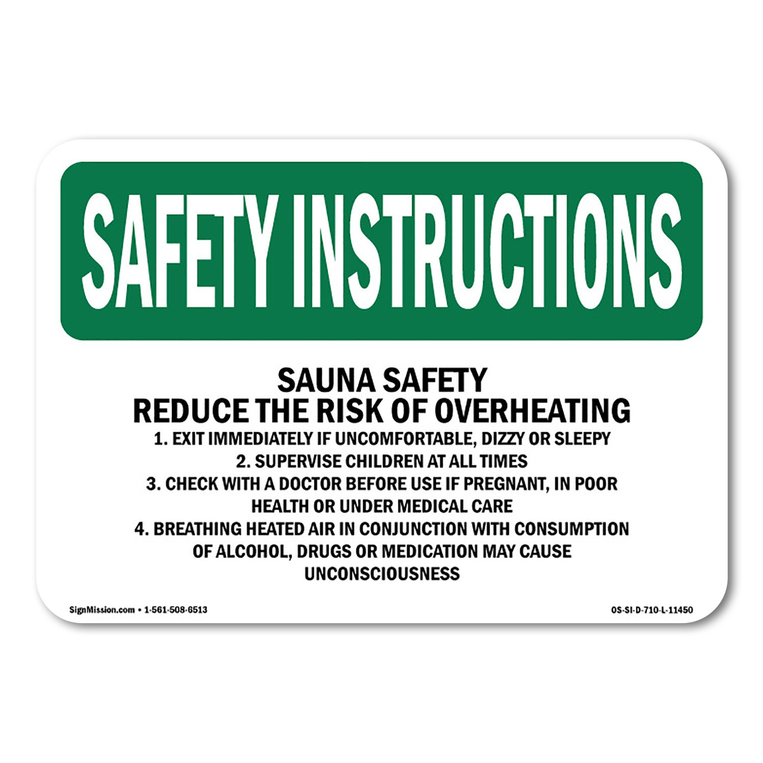 SignMission Sauna Safety Reduce The Risk Of Overheating Decal 18" X 12 ...