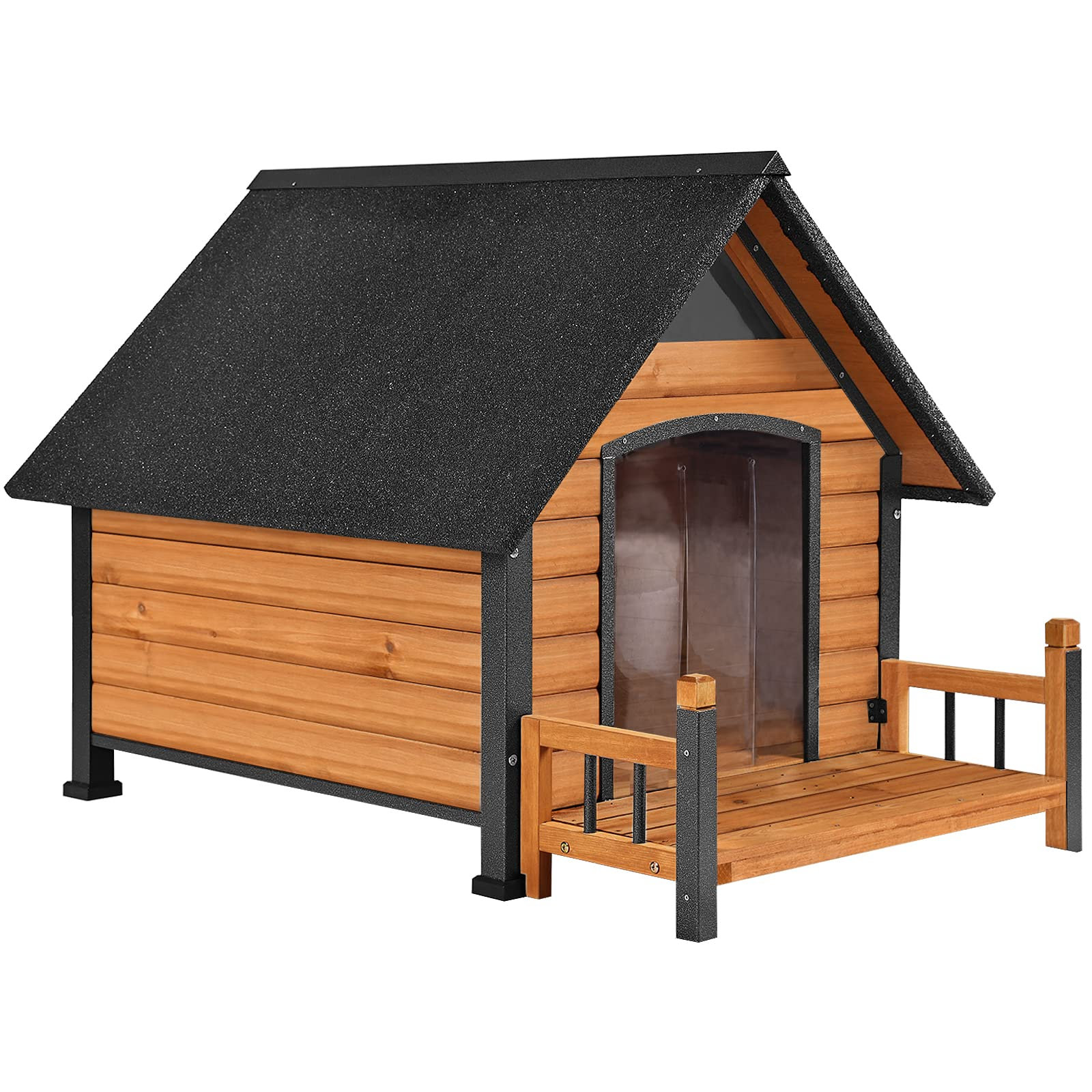 Tucker Murphy Pet™ Anti Bite Metal Frame Dog House, Outdoor Wooden Dog ...