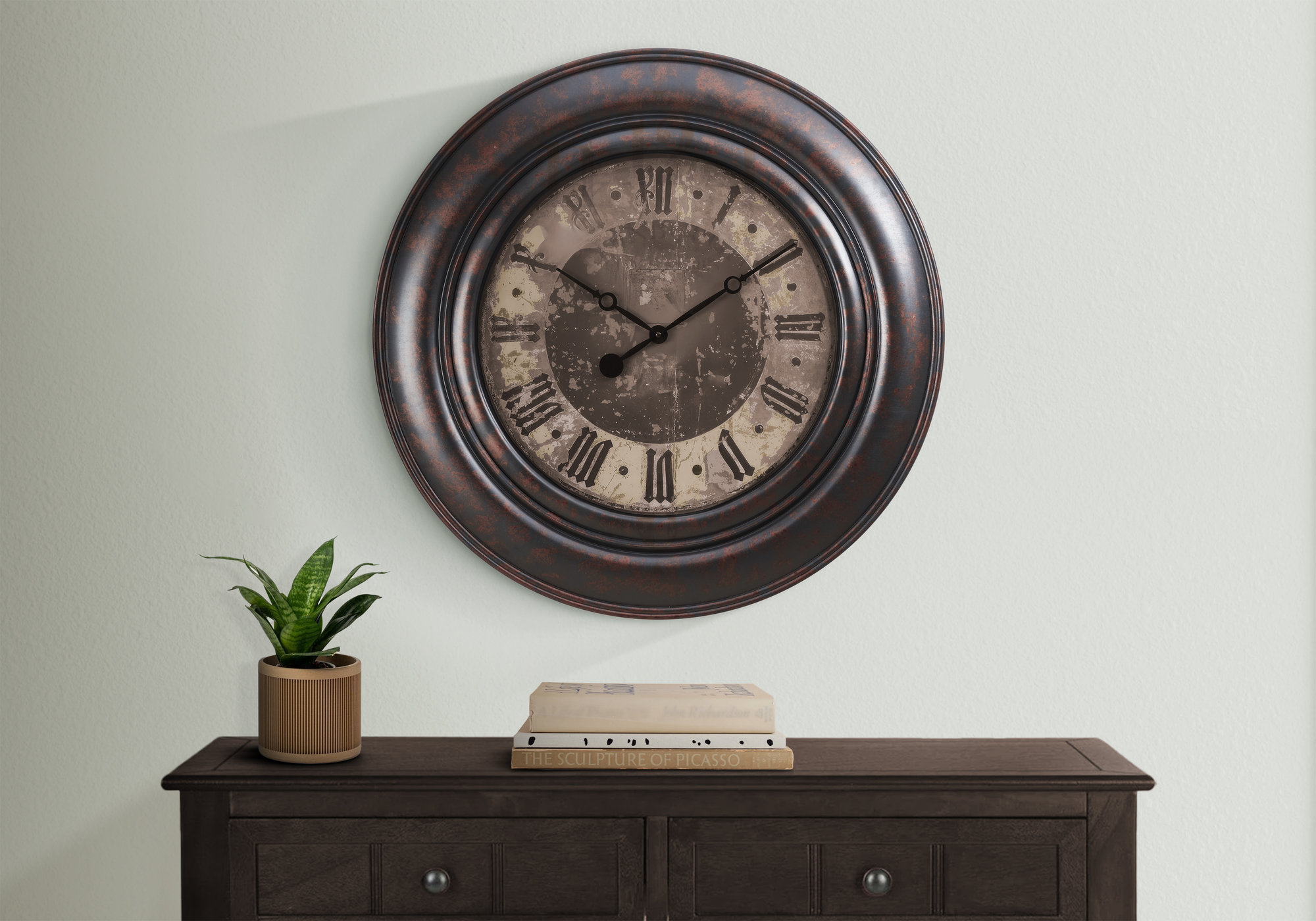 Winston Porter Clocks, 30" Round, Large Oversized, Wall Clock, Brown ...