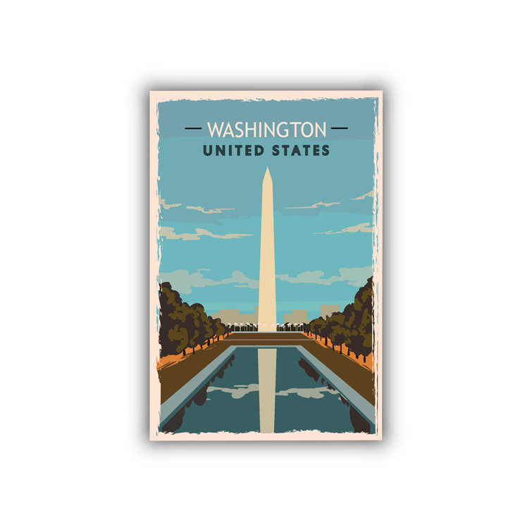 Trinx Washington Retro Style State Travel Poster, Vintage Unframed ...