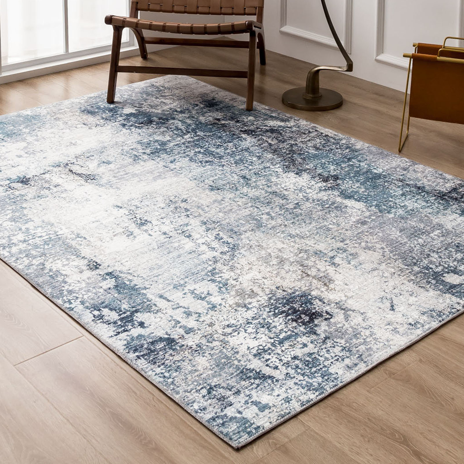 17 Stories Fabela Abstract Blue/Gray Rug & Reviews | Wayfair