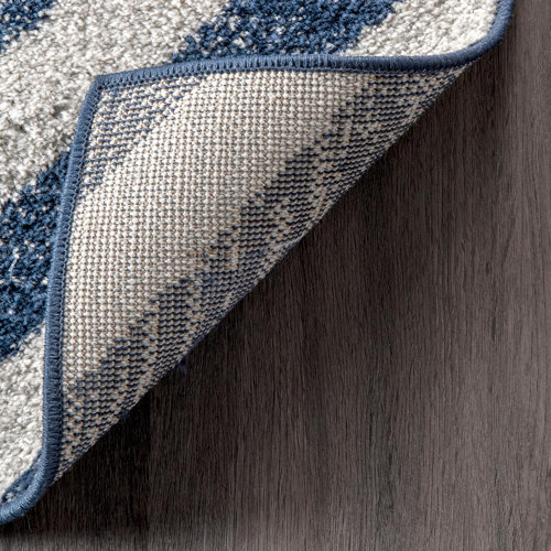 Hashtag Home Frances Performance Blue/White Rug | Wayfair