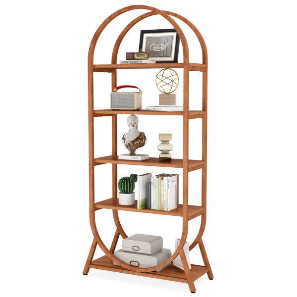 Ebern Designs Mashari 5-Tier Arched Bookcase, Modern Freestanding ...