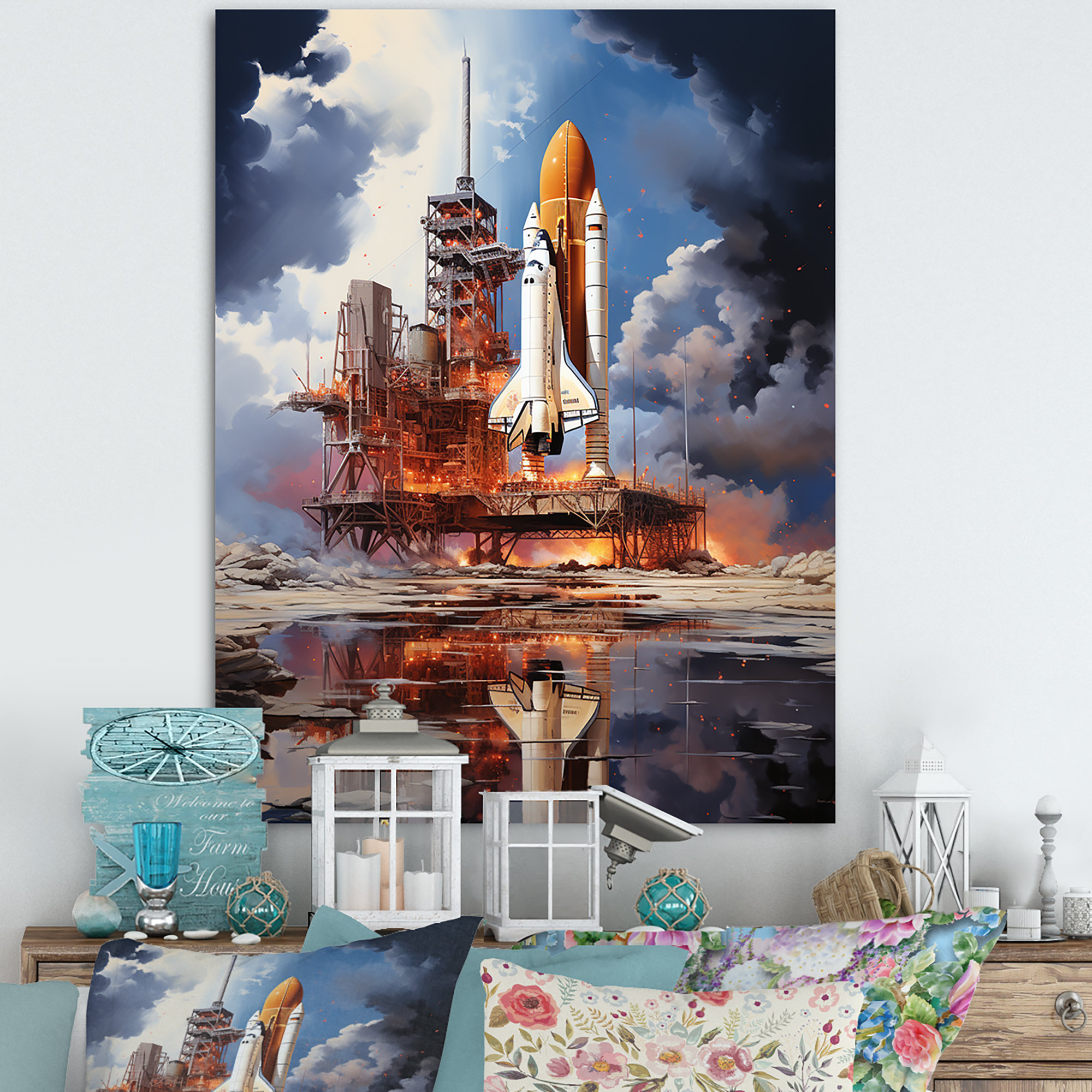 Latitude Run® Rocketship Reflection On Water II - Rocketship Wall Art ...